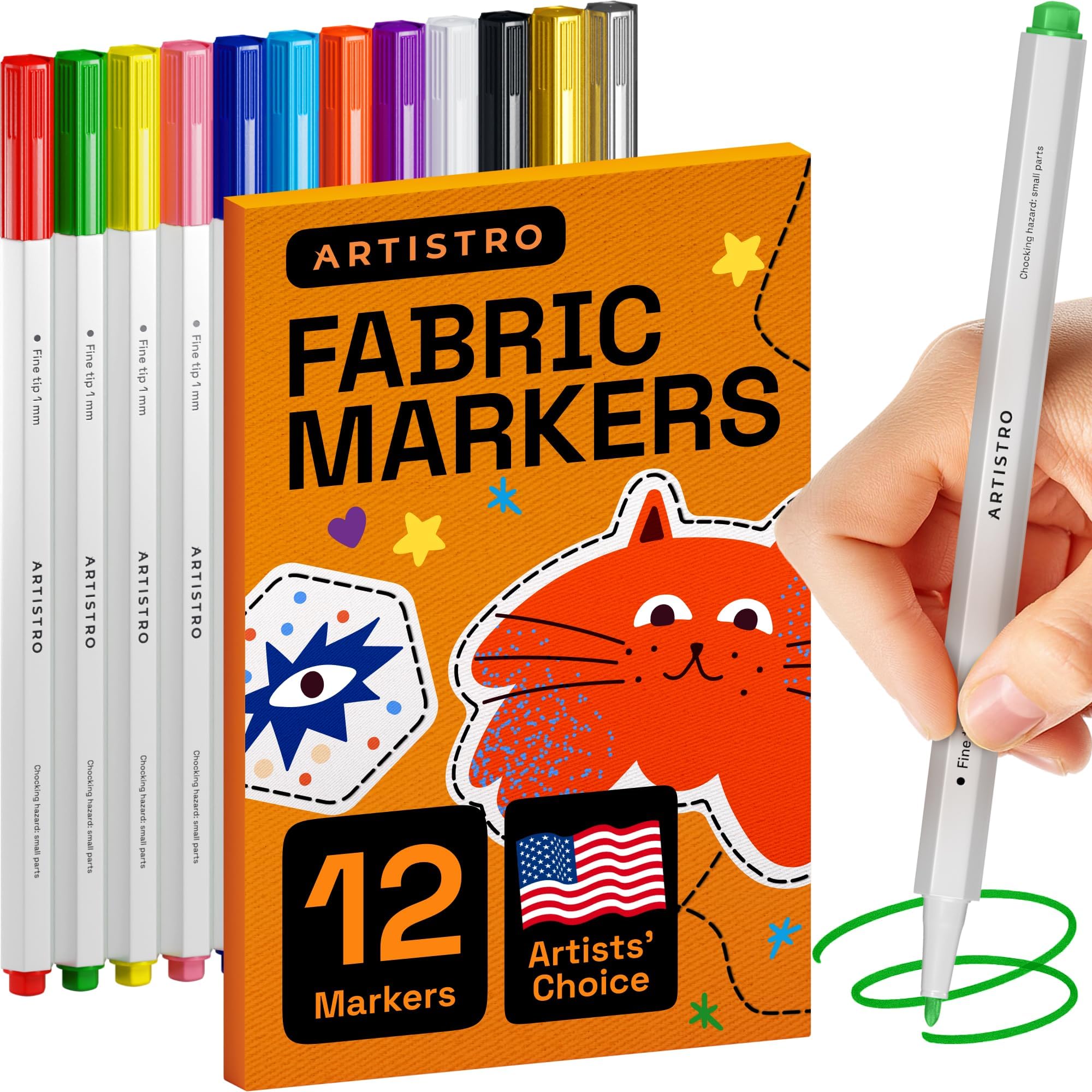 Amazon.com : ARTISTRO 24 Dual-Tip Fabric Markers - Fabric Decorating ...