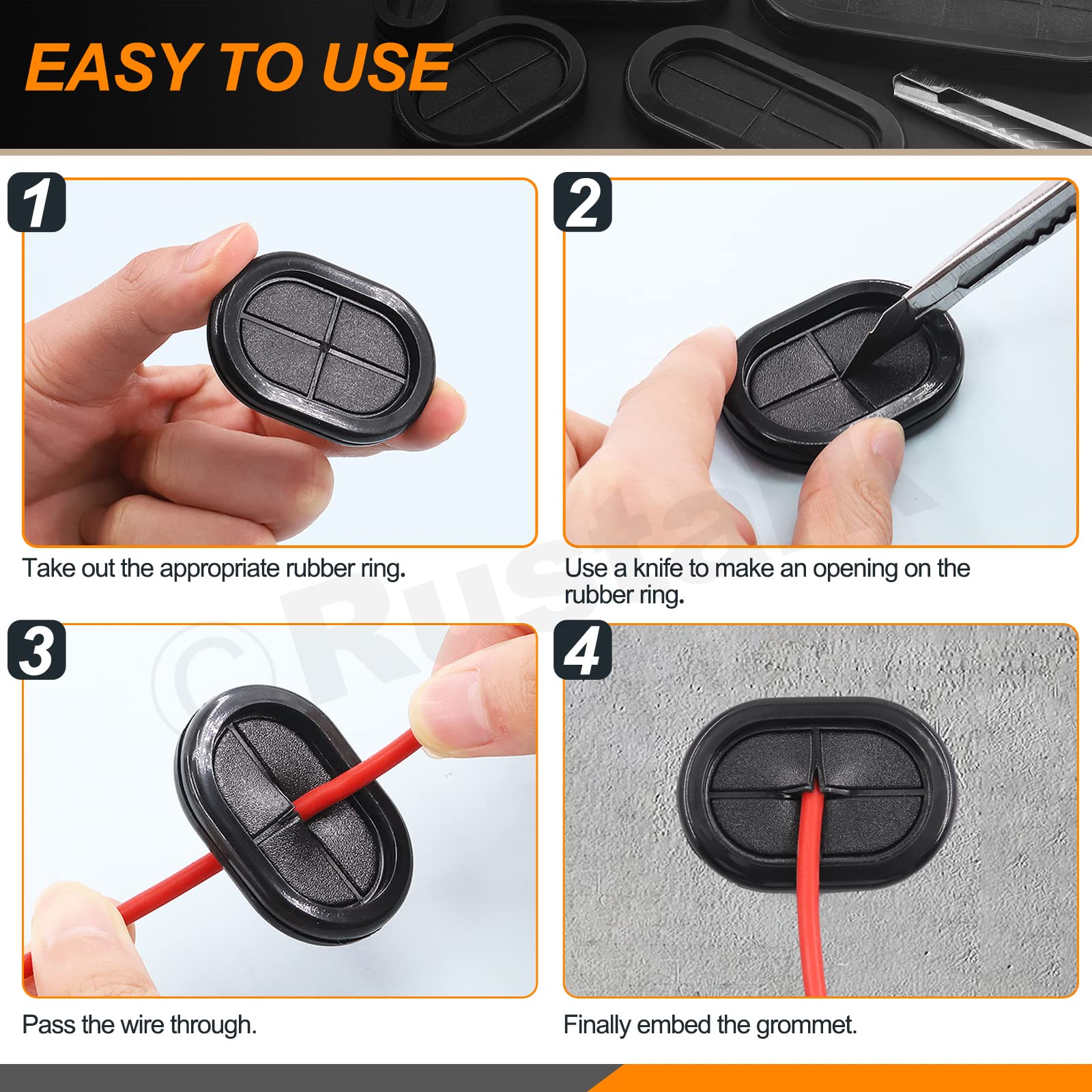 Snapklik.com : 43Pcs 10 Sizes Round & Oval Double Sided Rubber Grommet ...