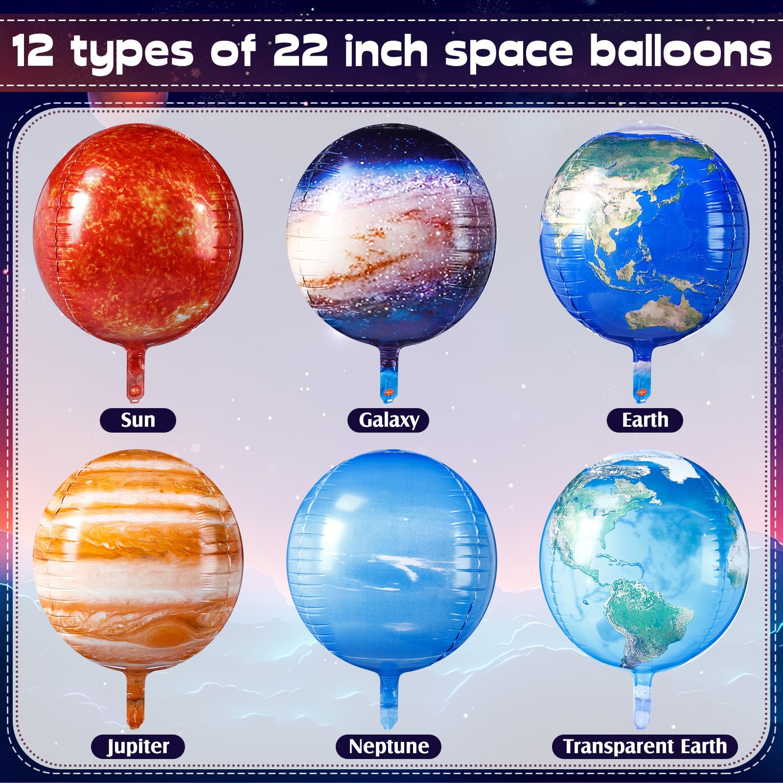 Snapklik.com : 12 Pcs Space Balloons 22 Inch Large 4D Galaxy Planet ...