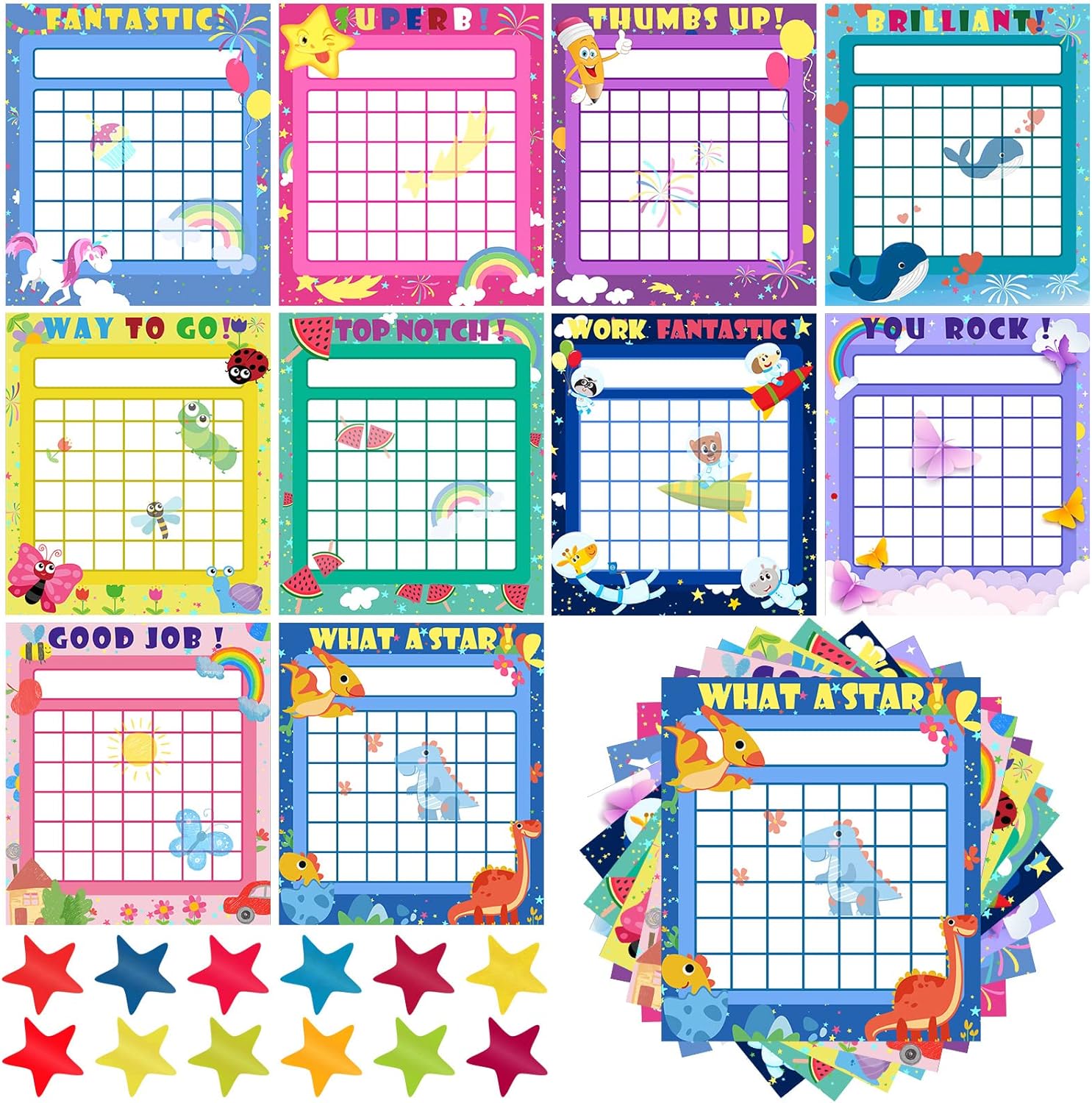 Amazon.com : Perthlin 100 Pieces Sticker Charts for Kids Incentives ...
