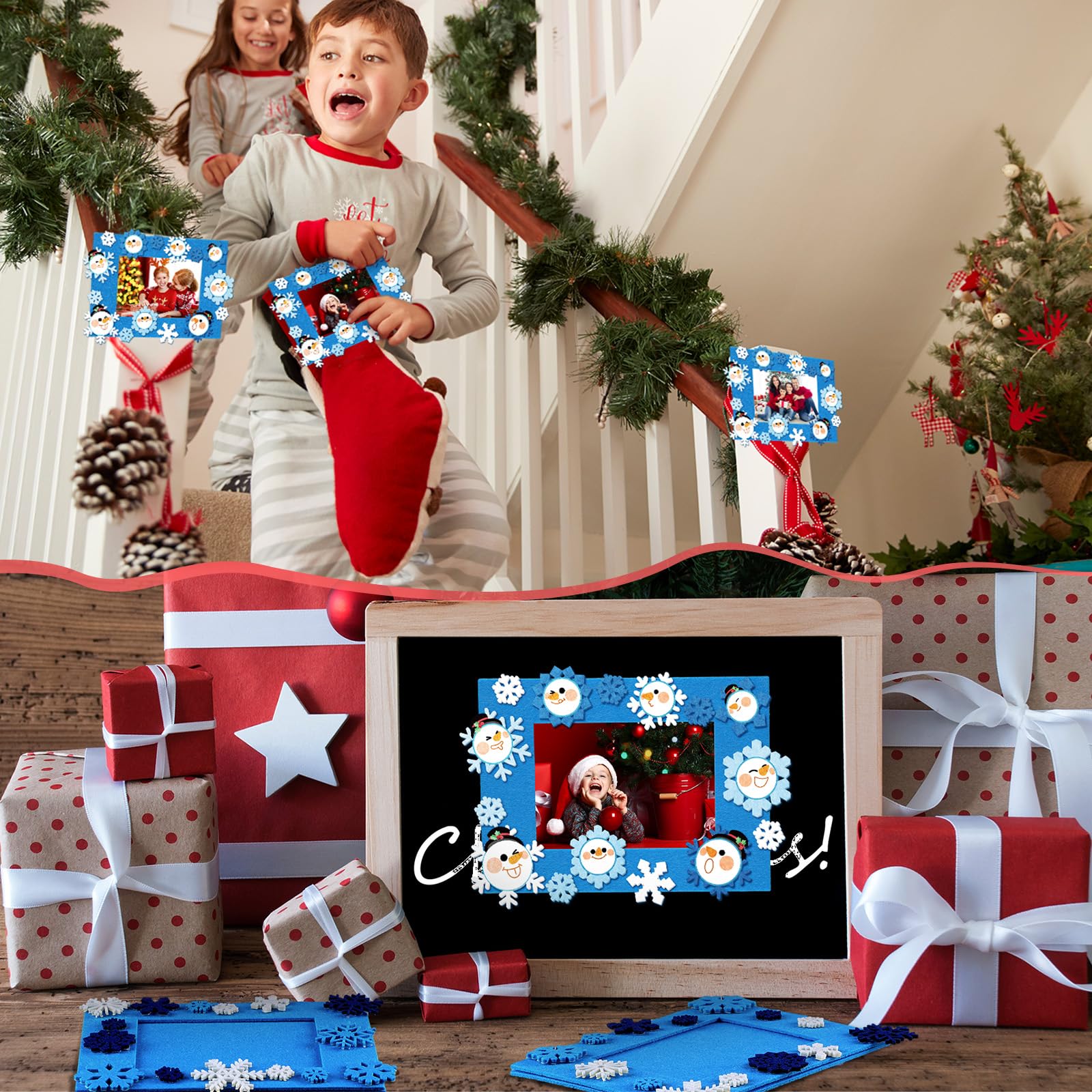 Suzile 16 Set Christmas Snow Picture Frame Craft for Kids Snowflake ...