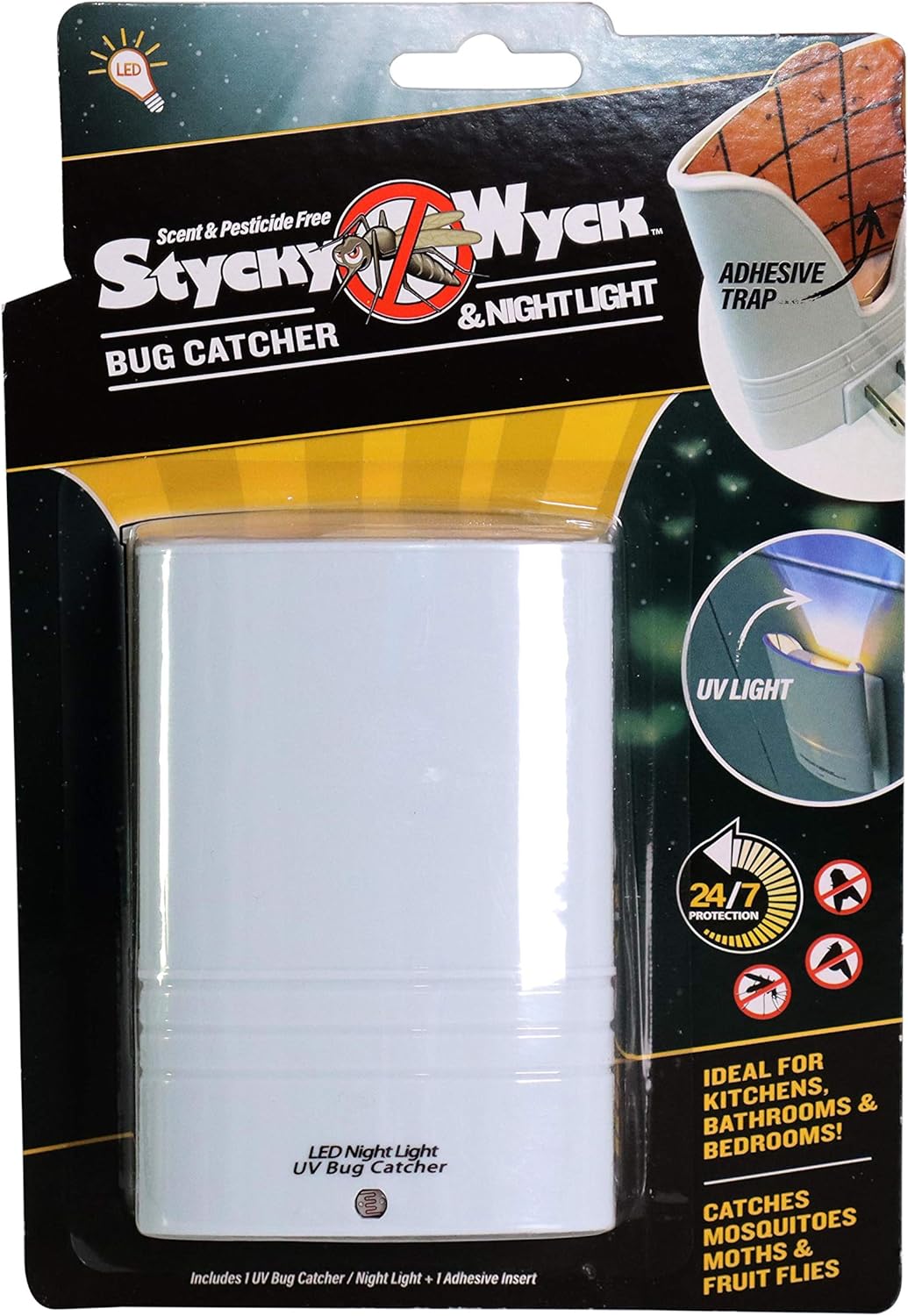 Amazon.com : Stycky Wyck Flying Insect Trap Night Light, LED Bug ...