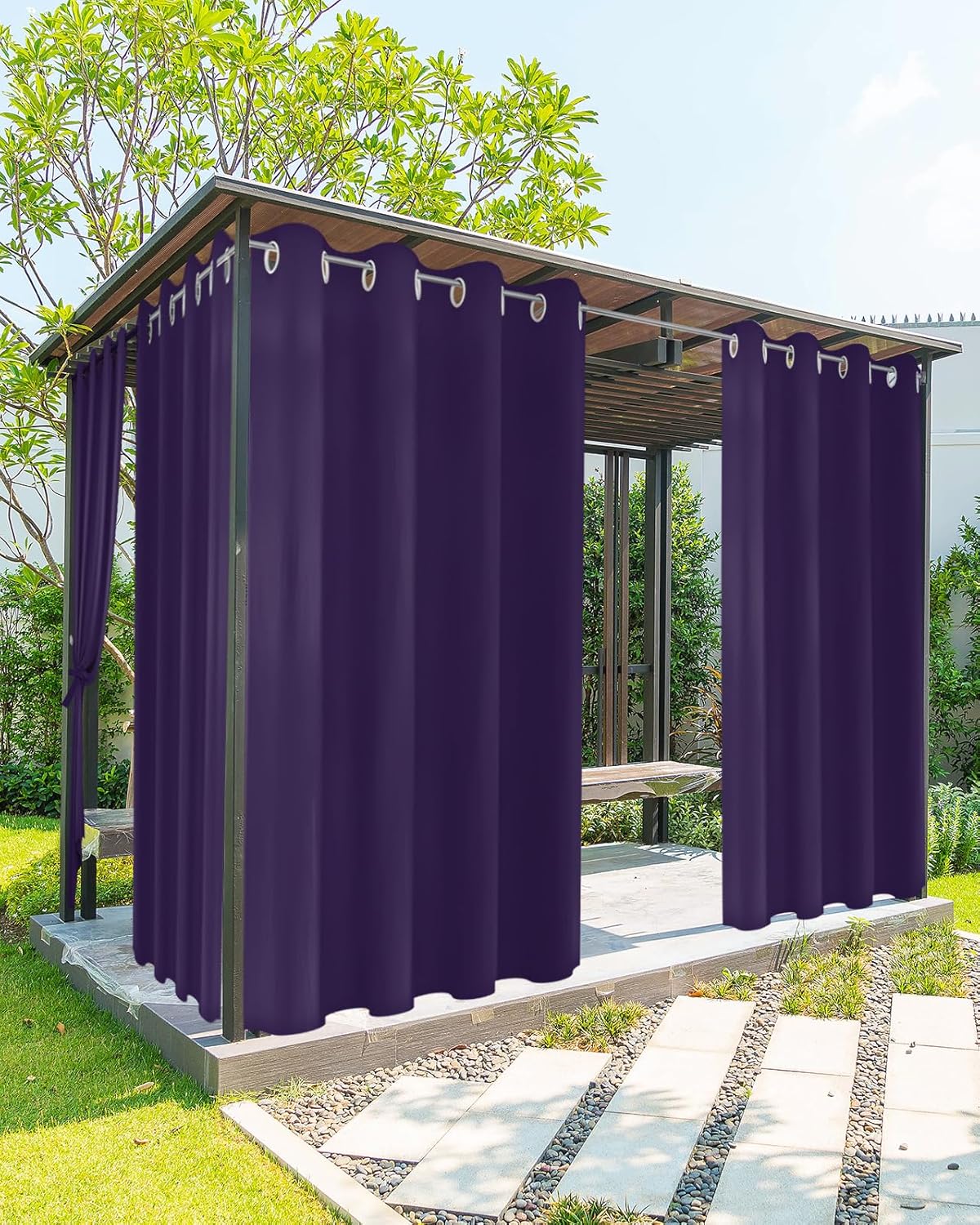 Amazon.com: Waterproof Outdoor Curtains for Patio Solid Color Dark ...