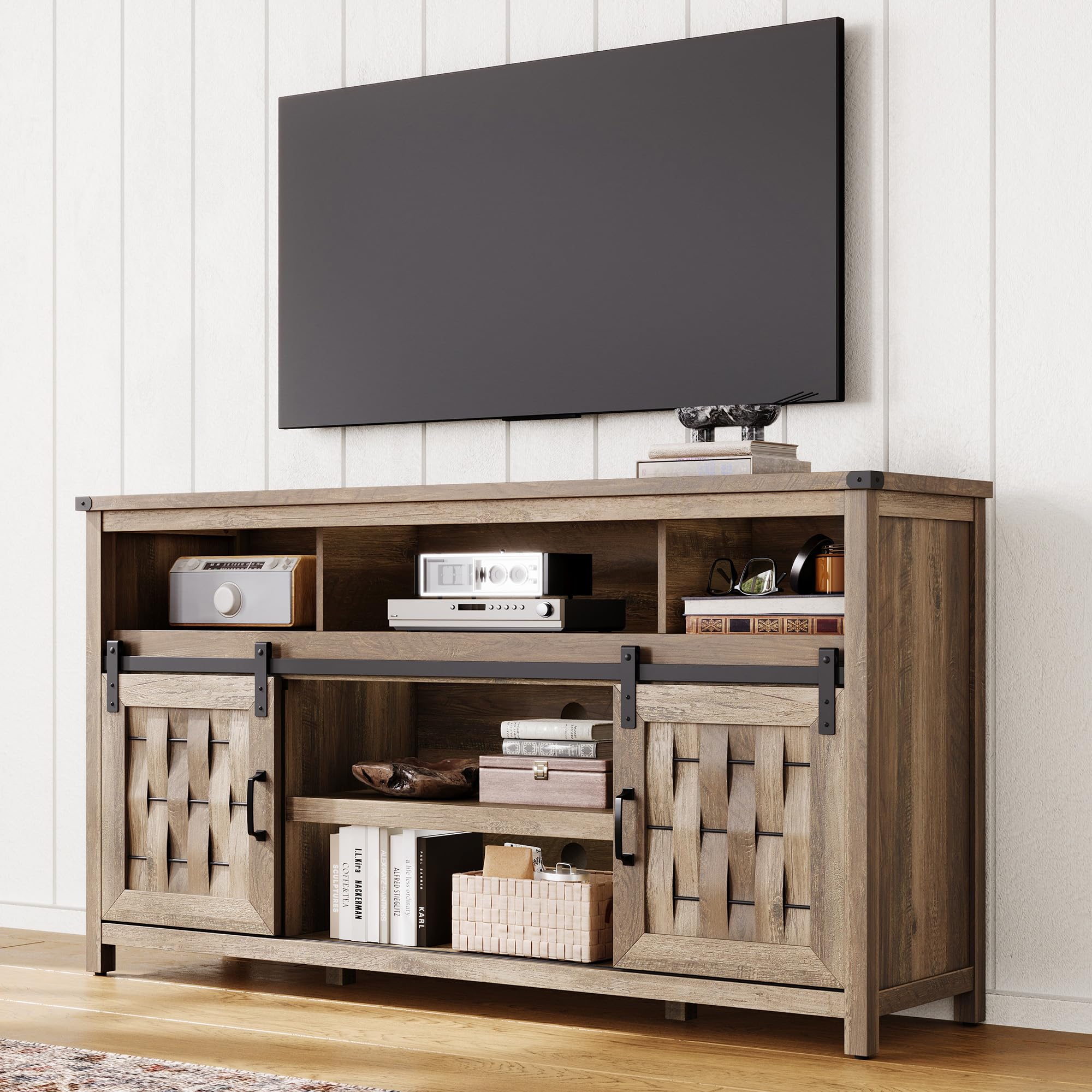 Snapklik.com : LINSY HOME Farmhouse TV Stand For 65 Inch TV, Tall ...