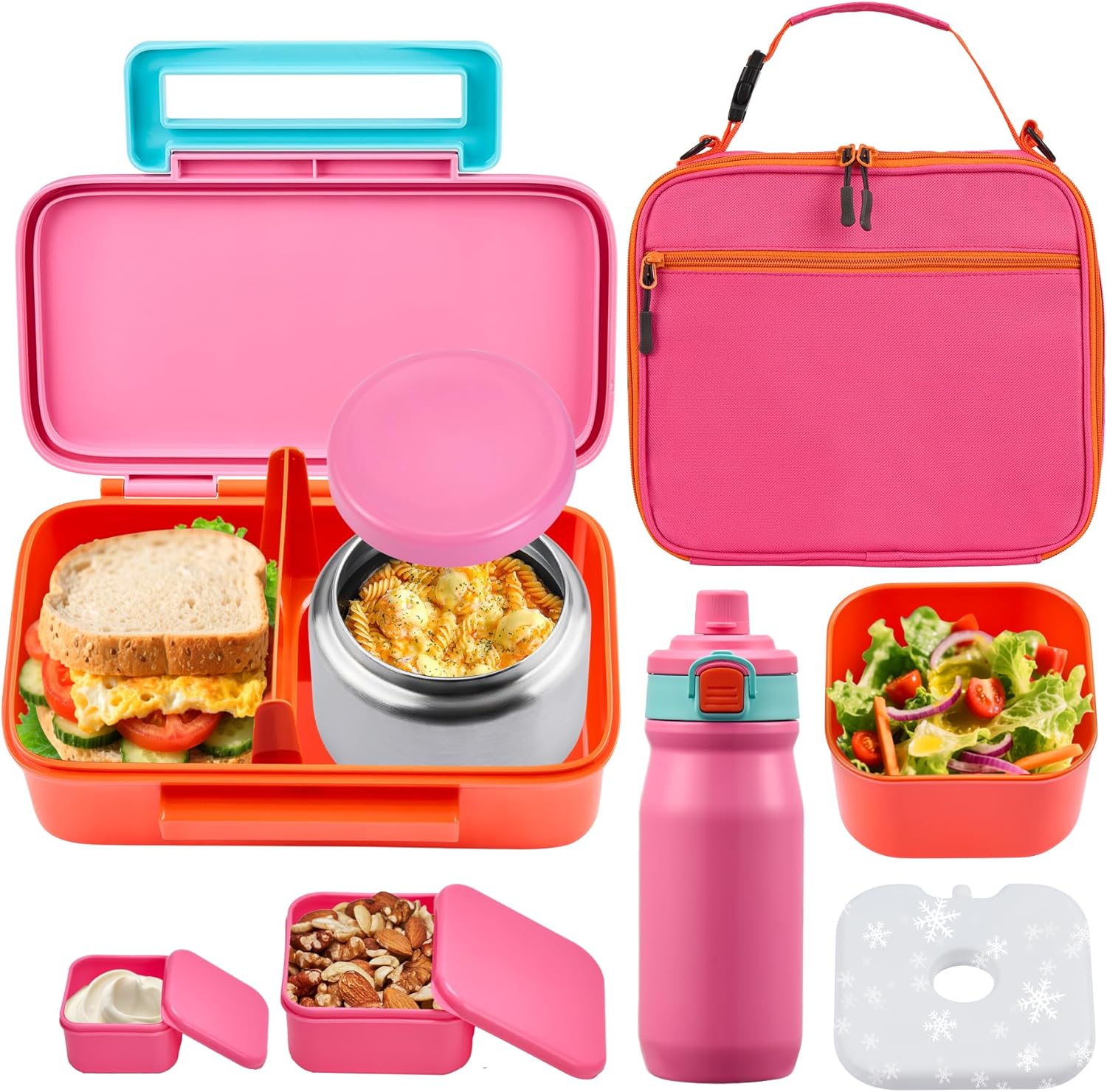 Amazon.com: PIQUEBAR Kids Lunch Bento Box with Thermo Ice Pack Food ...