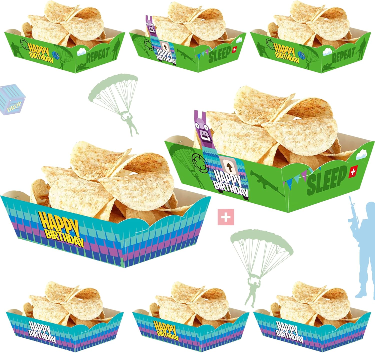 Video Games Nite Set Food Trays, 24pcs - Game Fans Birthday Party Snack ...