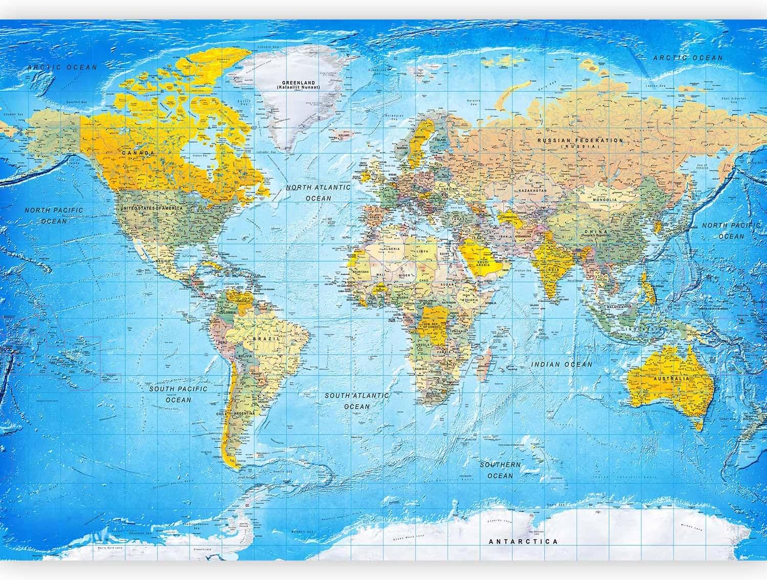 murando - World map Photo Wallpaper 294x210 cm / 116"x83" - Peel and ...