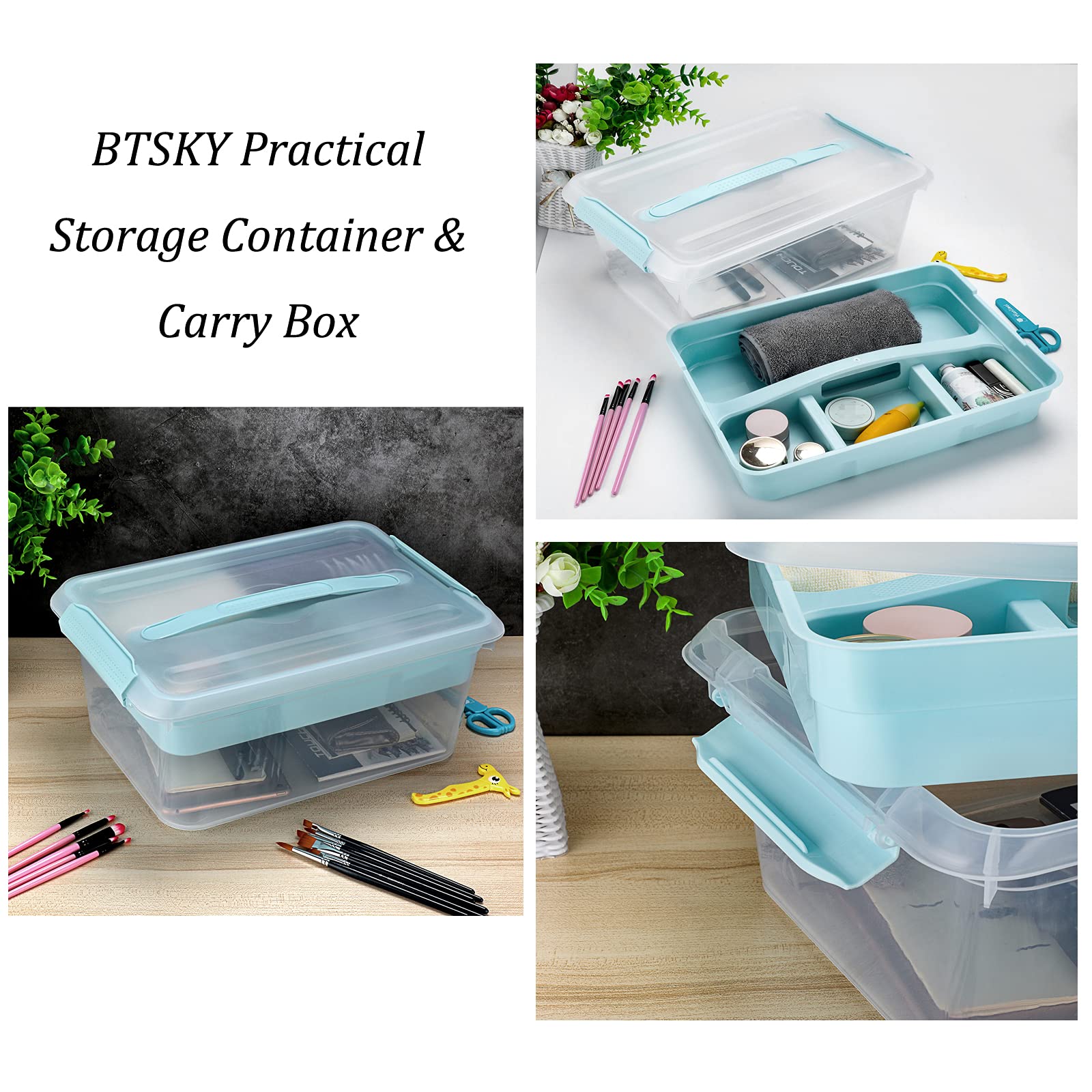 Snapklik.com : BTSKY Stack & Carry Box, Clear Plastic Storage Container ...
