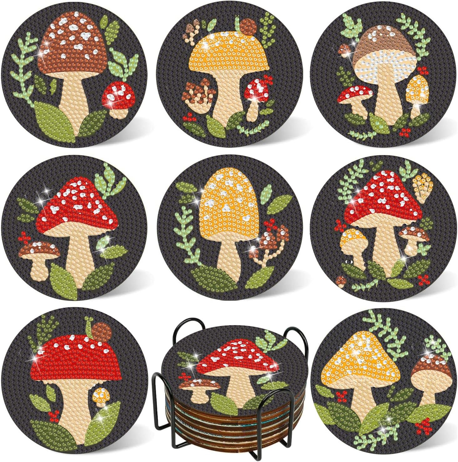 Amazon.com: 8 Pcs 5D Diamond Painting Coasters Kits with Holder, Green ...