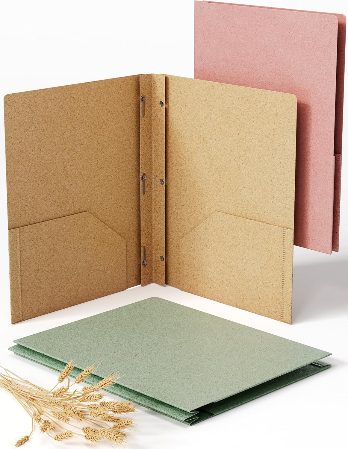 Amazon.com : ThinkTex Wheat Straw Folders with Pockets and Prong, 2 ...