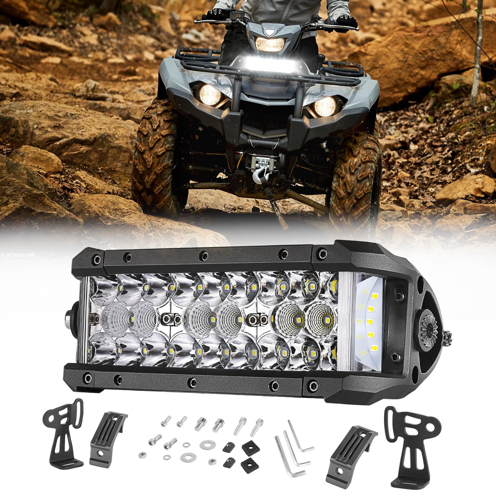 Buy 7 Inch LED Light Bar, 102W 7" Side Shooter LED Light Spot Flood ...