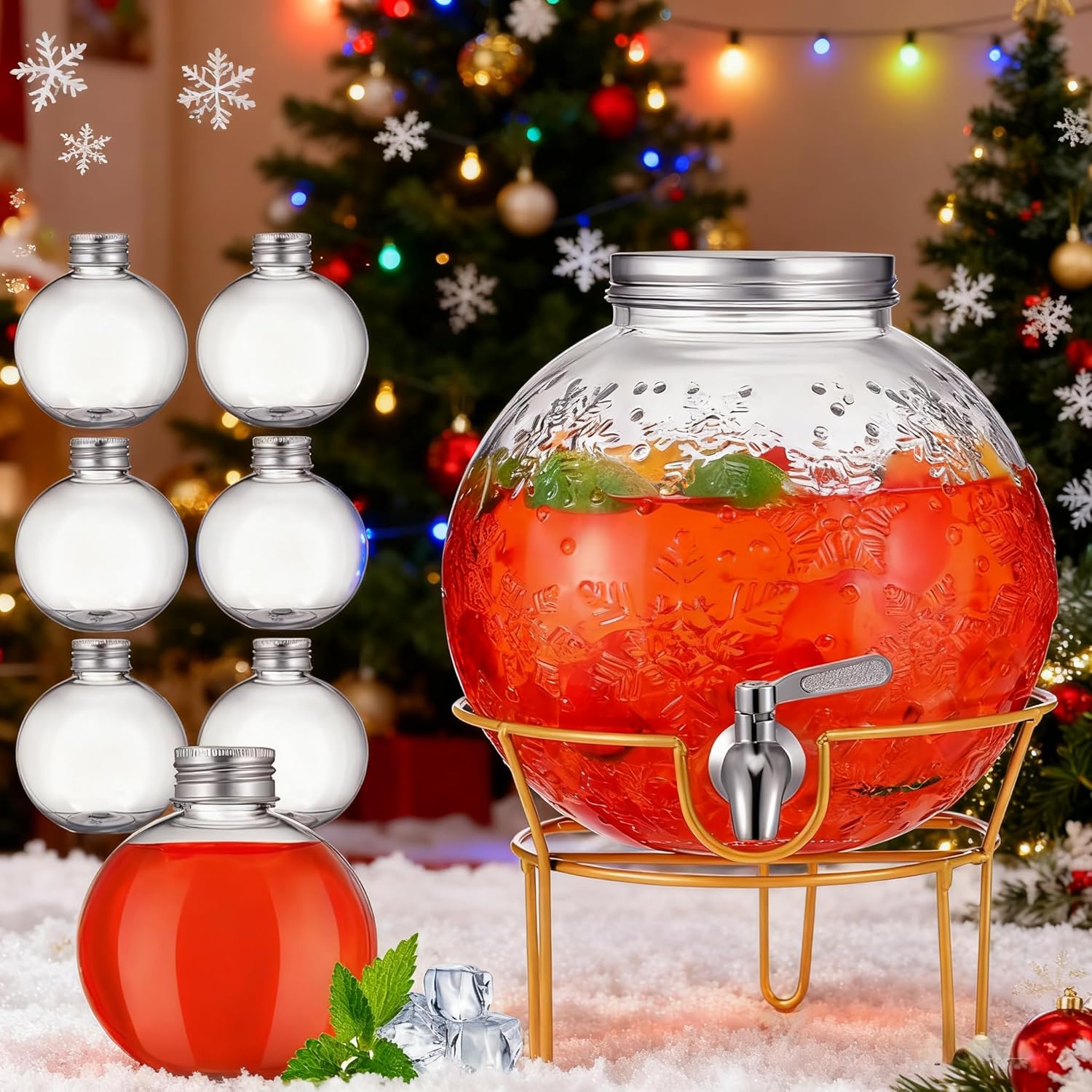 Amazon.com | FillTouch 1.5 Gallons Glass Christmas Drink Dispenser with ...