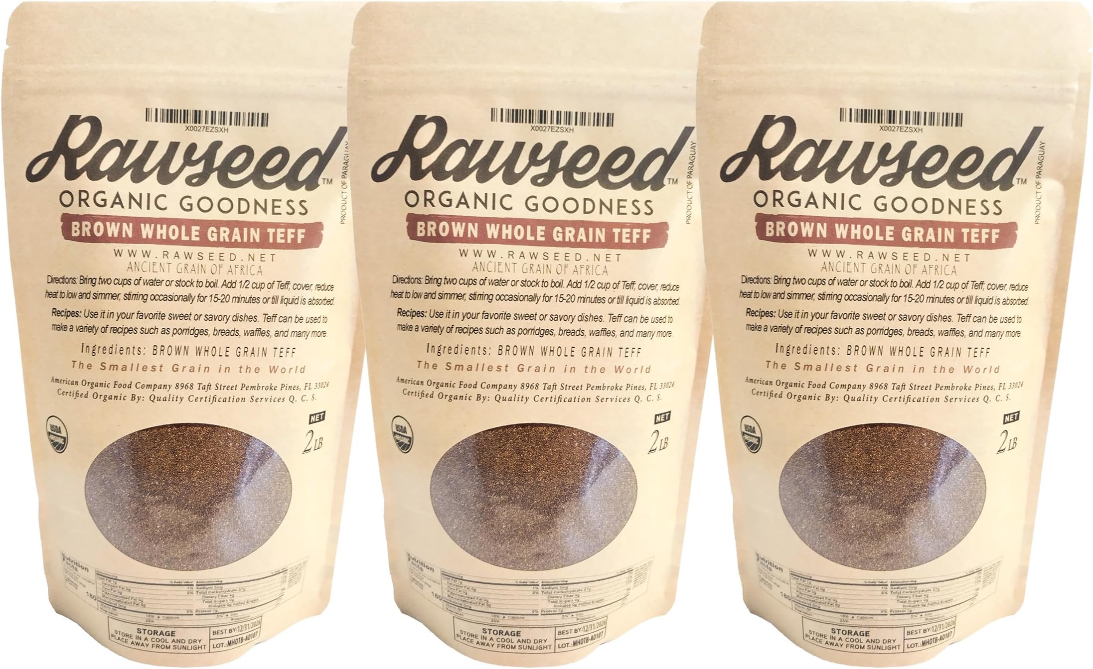 Amazon.com : Rawseed Organic Brown Whole Grain African Teff (Rawseed ...
