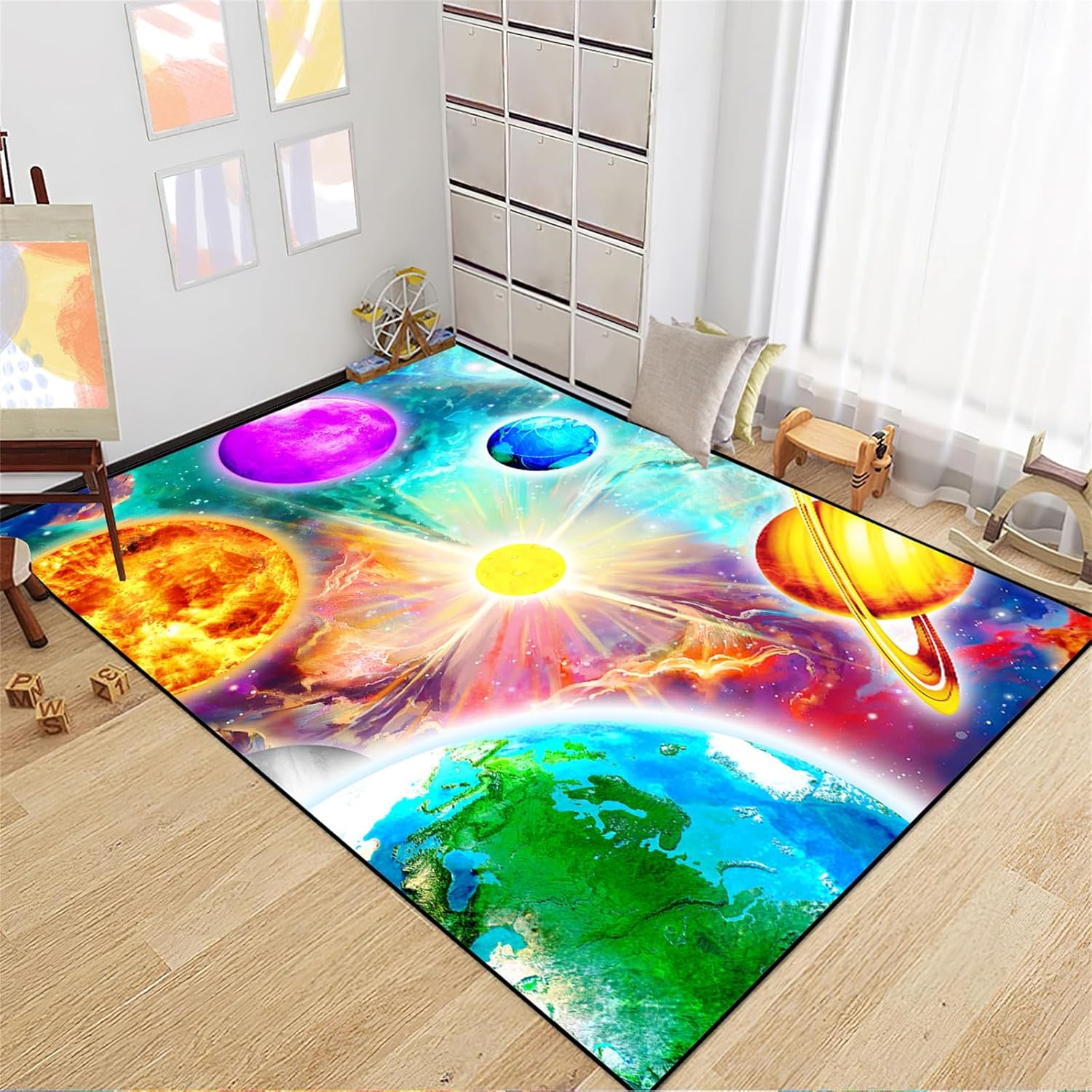 Amazon.com: CAFCIOYG Space Rug for Boys Room - Solar System Rugs for ...