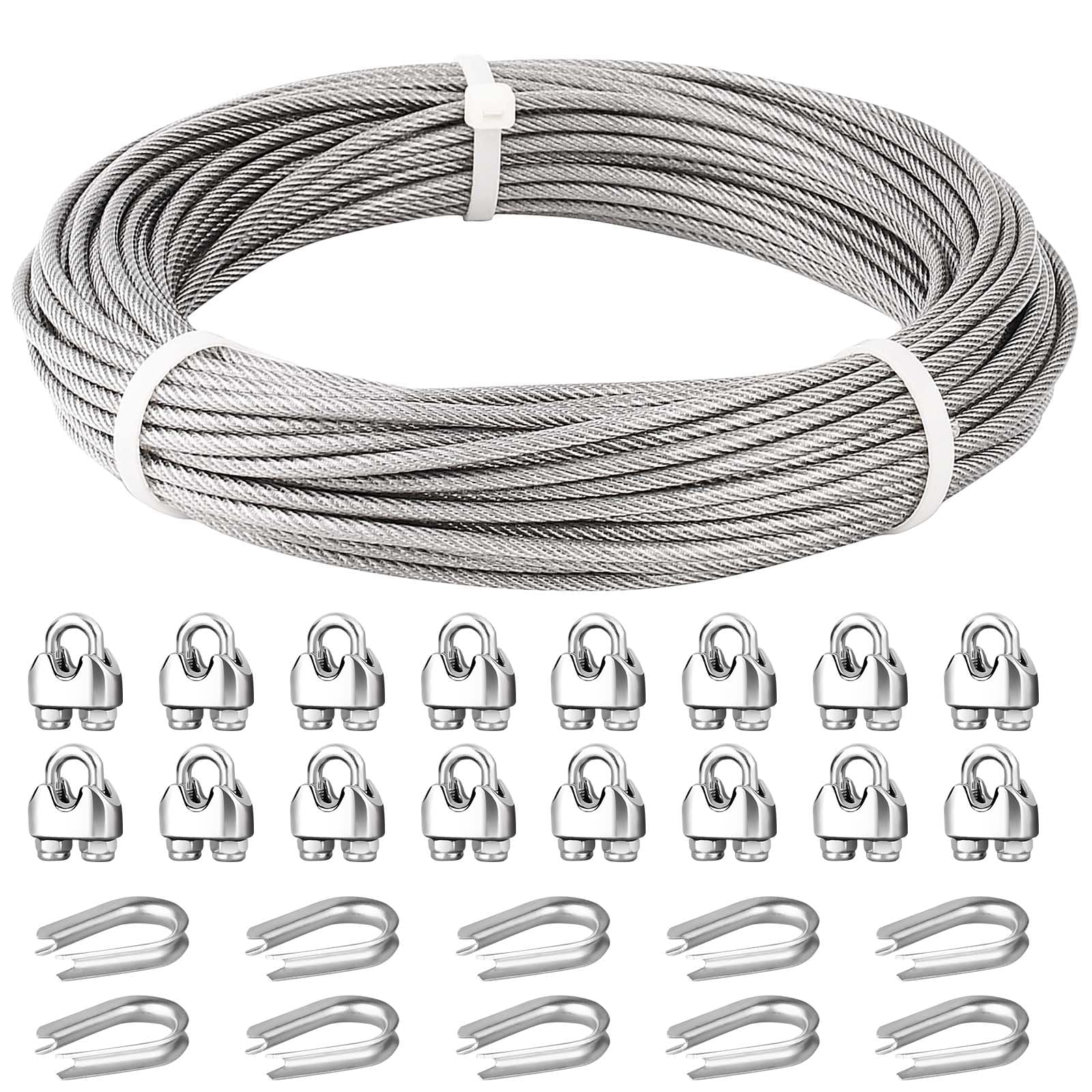 Amazon.com: Fshihine 3/16 Wire Rope, 50ft Stainless Steel Cable 3 ...
