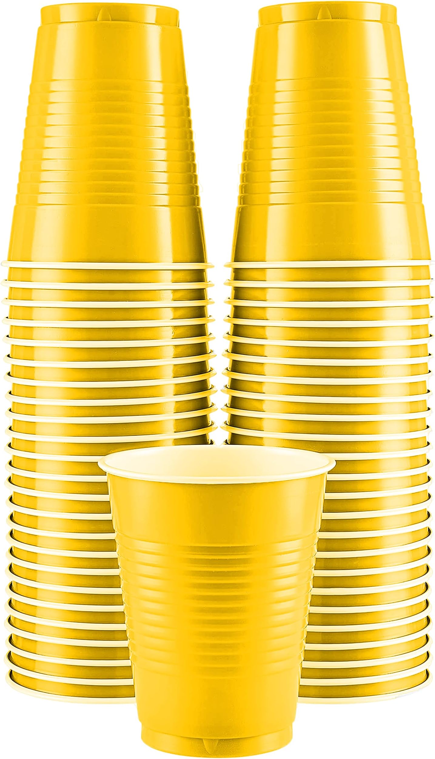 Amazon.com: Amscan Premium Yellow Sunshine Plastic Cups (18 oz) 50 ...