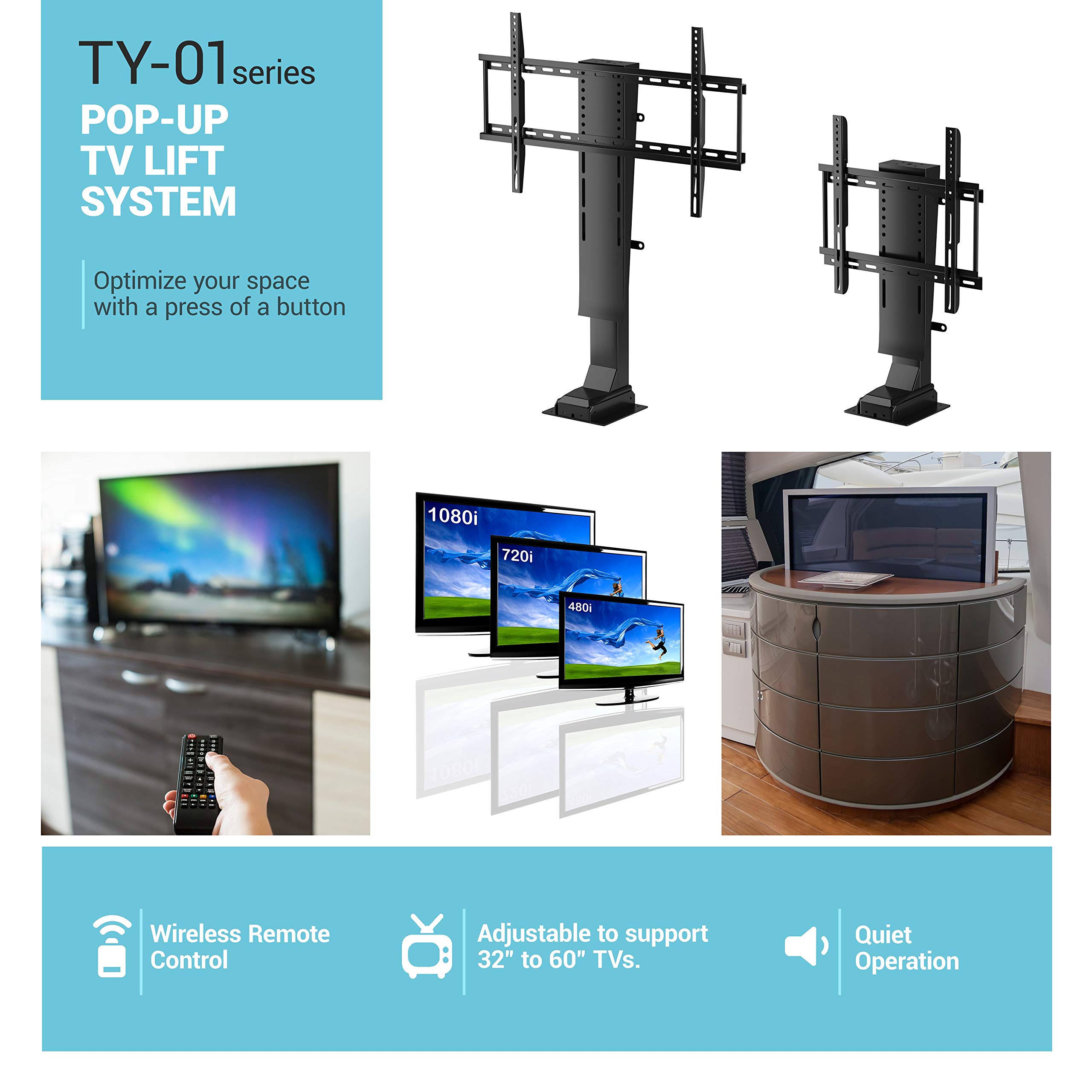Motorized TV Lift, Hidden pop up TV Lift. Vertical TV Stand for Under ...