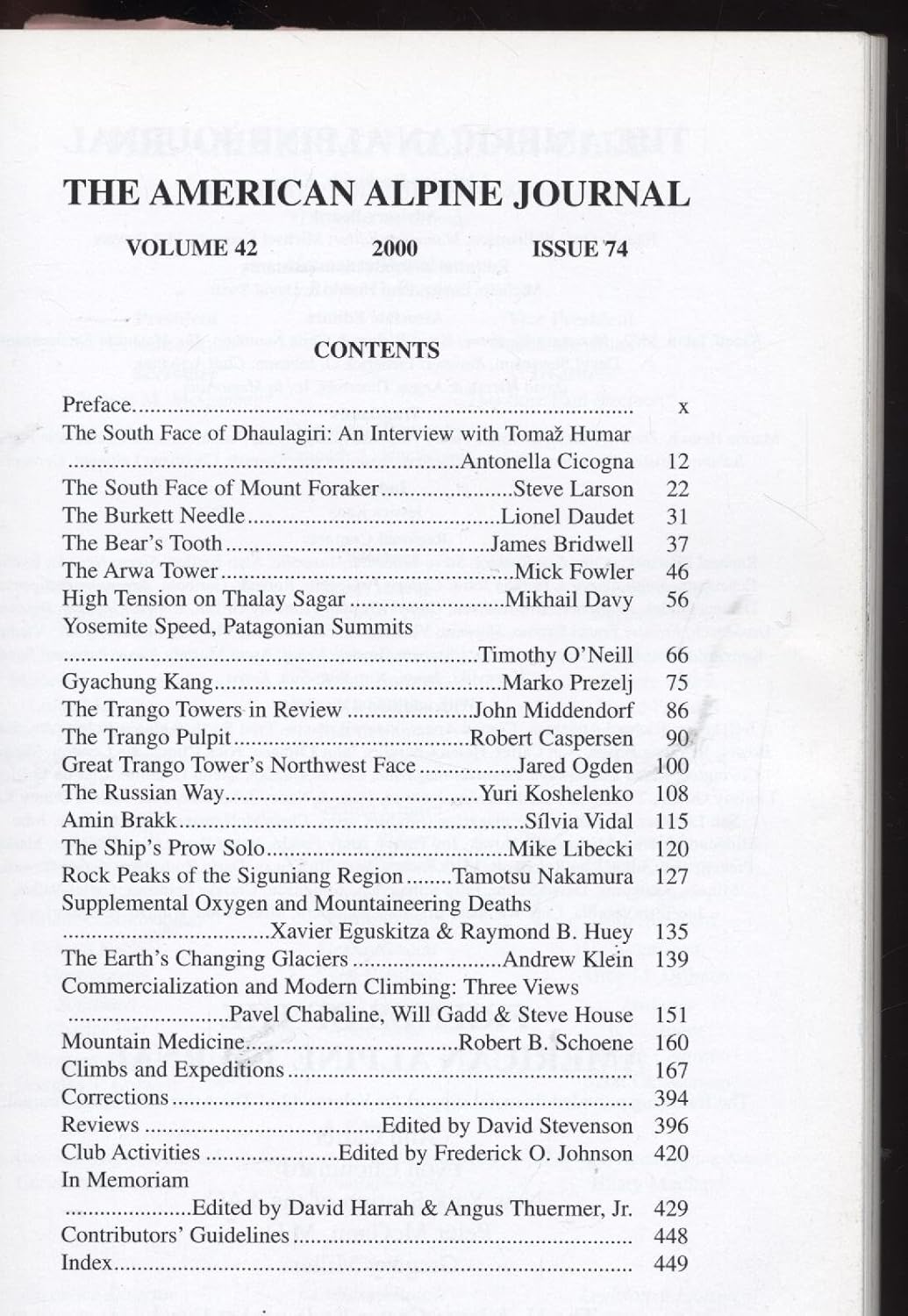 American Alpine Journal 2000, Vol. 42, No. 74: Brand: Amer Alpine Club ...