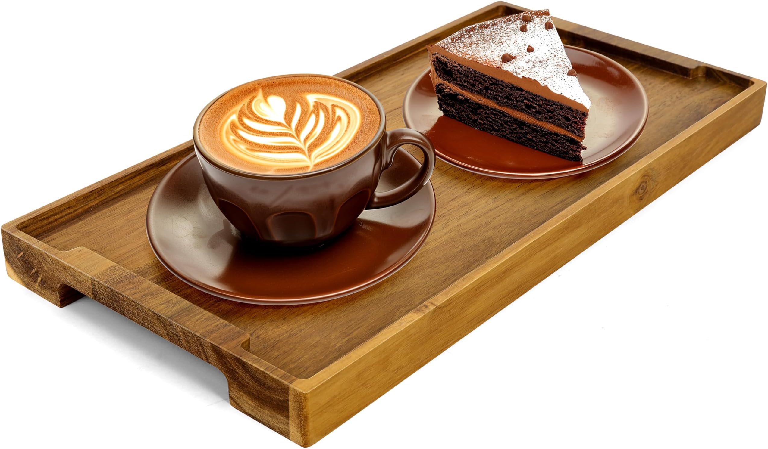 Amazon.com: Spaceneat Acacia Wood Serving Tray with Handles - 14.5" x 7 ...