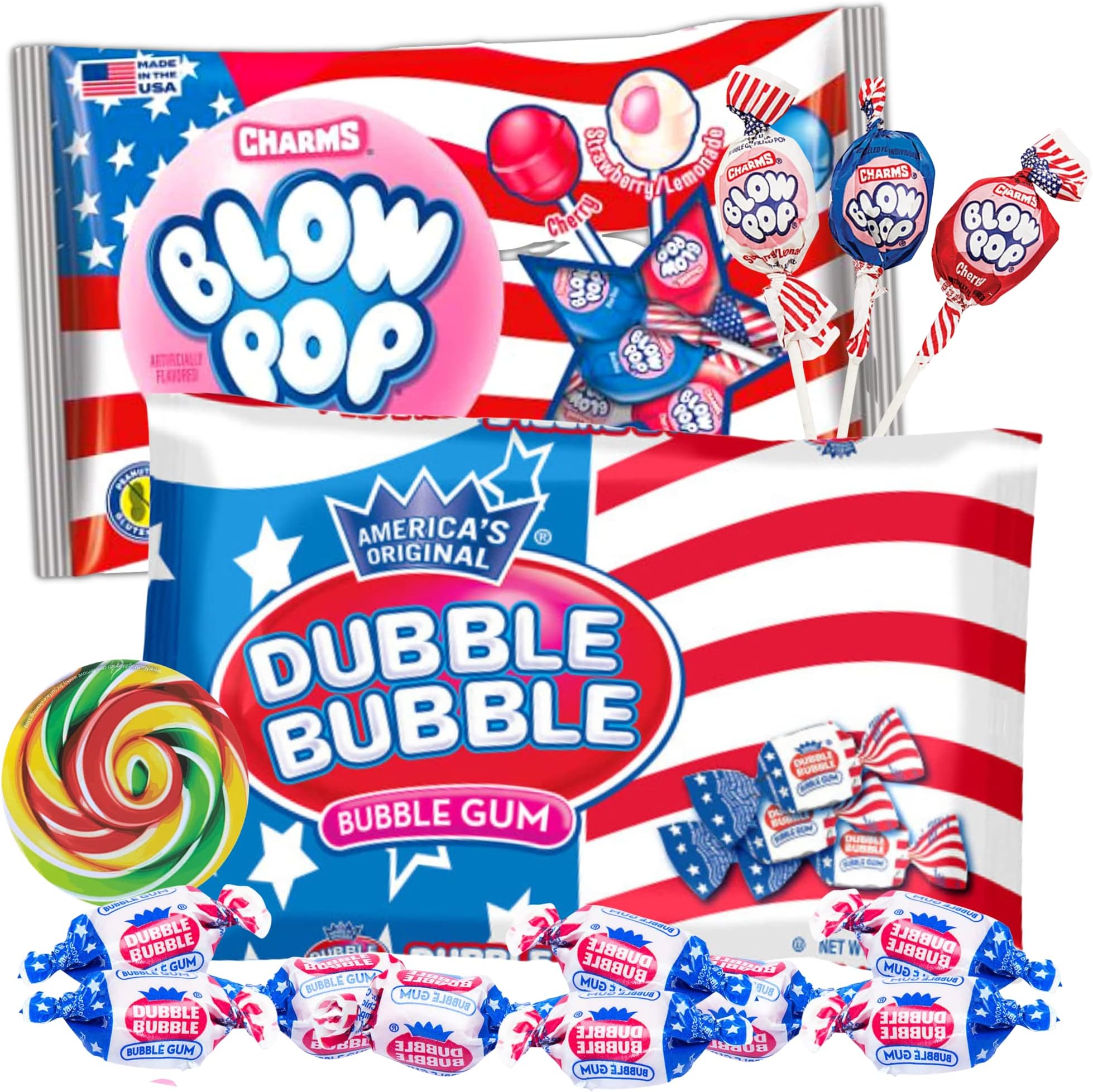 Amazon.com : Fourth of July Bubble Gum and Red White and Blue, Festive ...