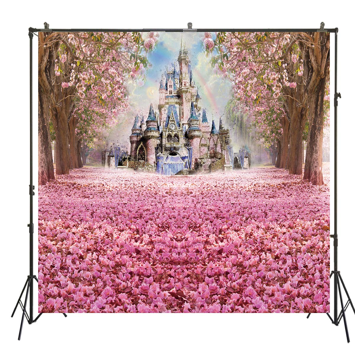 Buy Photography Backdrop Fairy Tale Castle Beautiful Pink Woods ...