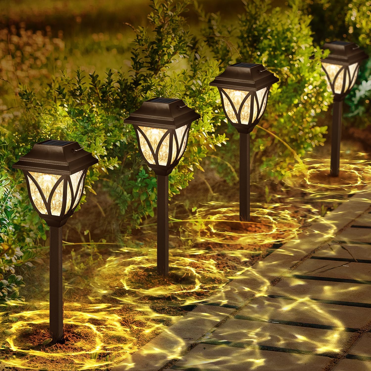 Larekook 8 Pack Solar Outdoor Lights - Waterproof LED Pathway Lights ...
