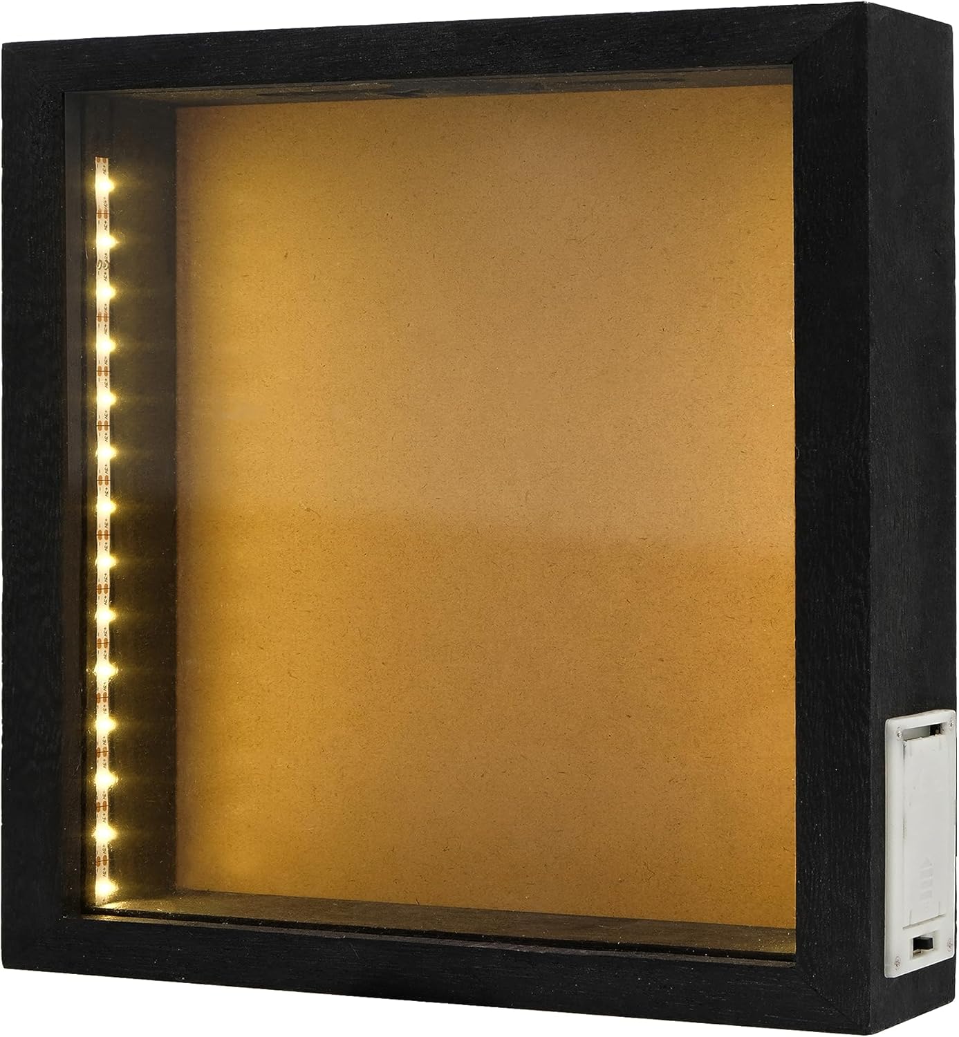 Hvfun Rustic Black Wood Shadow Box with Lights,LED-lit Display case for ...