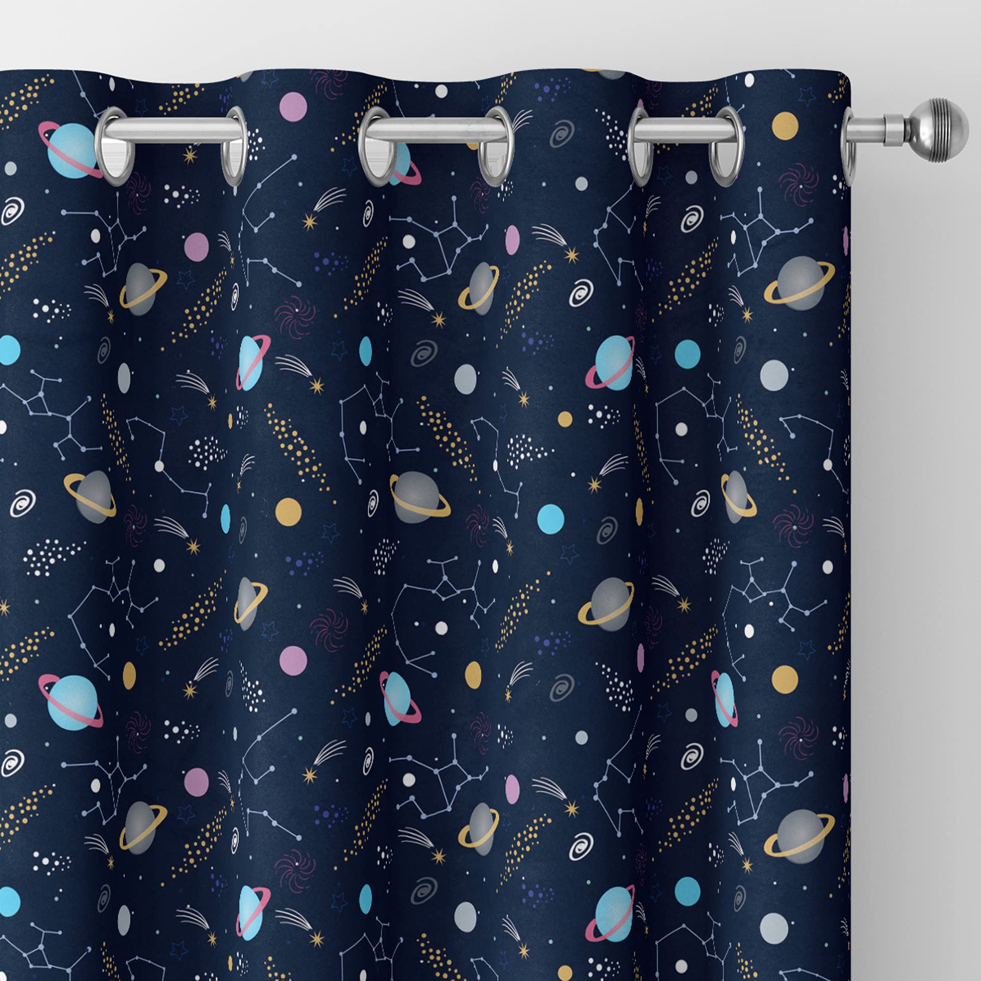 Boys Curtain Panels 52"x84" Kids' Space Star Ombre Window Curtain