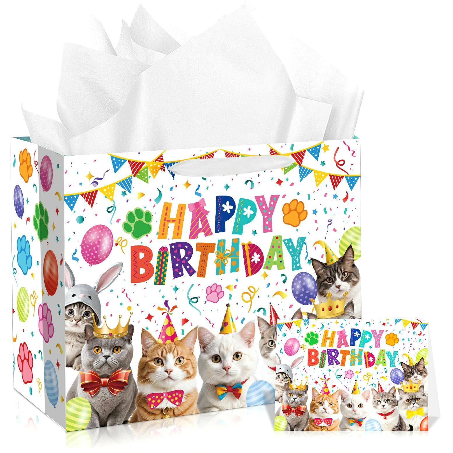 Amazon.com: Cat Birthday Gift Bag Christmas Cat Birthday Decorations ...