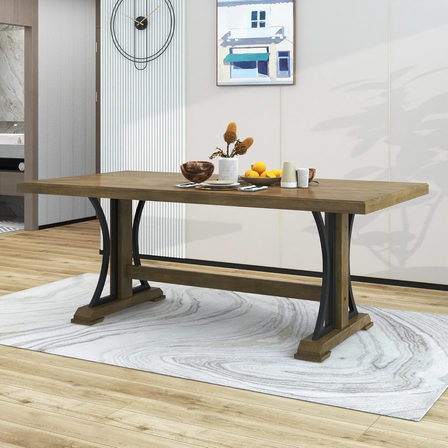 Amazon.com - TREXM Retro Style Dining Table 78” Wood Rectangular Table ...