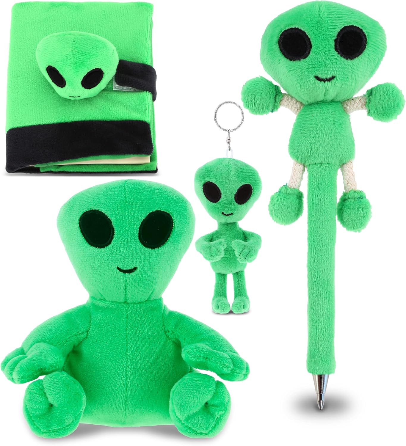 Amazon.com: DolliBu Alien Plush Notebook, Pen, Keychain, and Plush ...