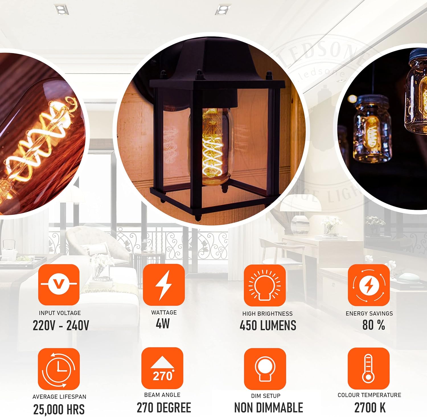 Vintage Edison LED Light Bulb 4W, T45 E27 Screw Bulb Retro Old ...