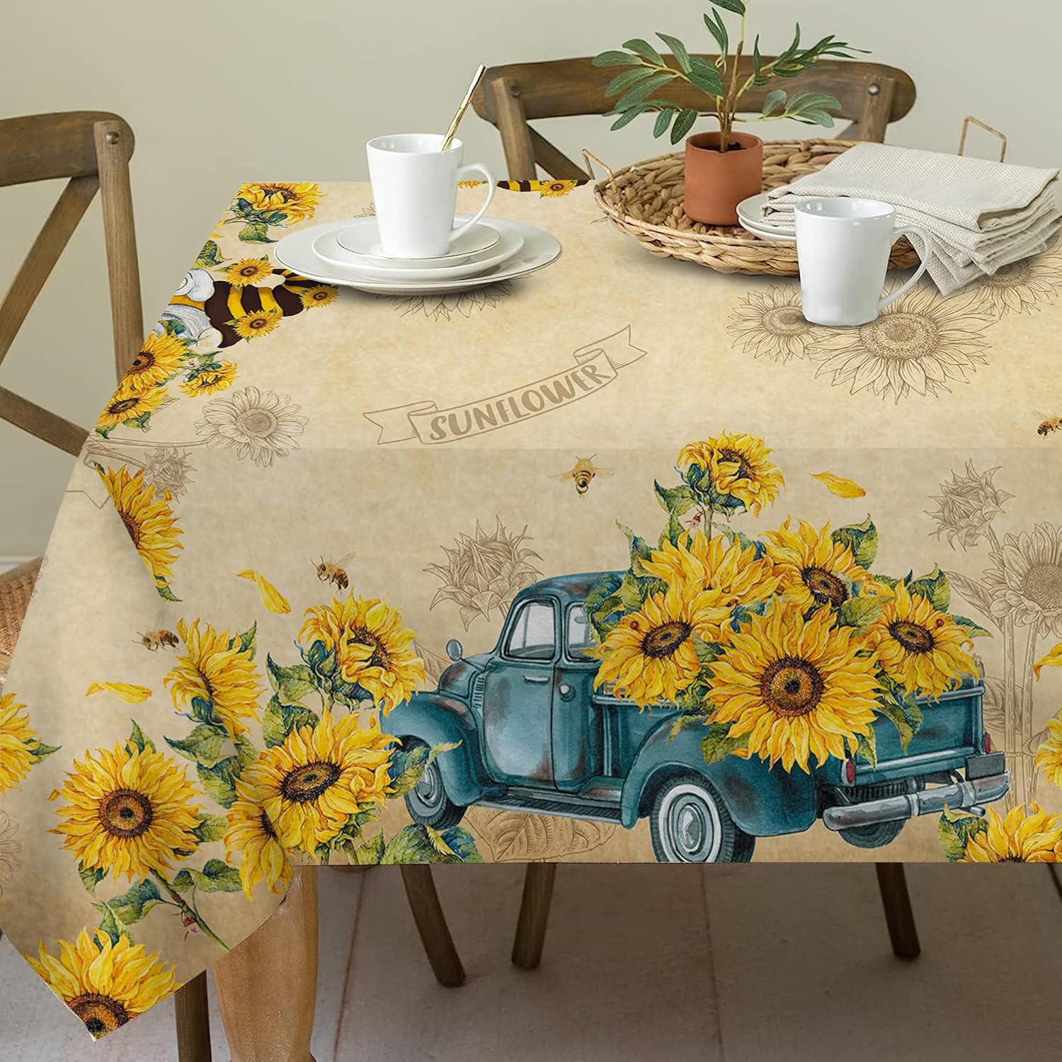Amazon.com: Cusugbaso Sunflower Tablecloth 60x104 Inch Rectangle ...