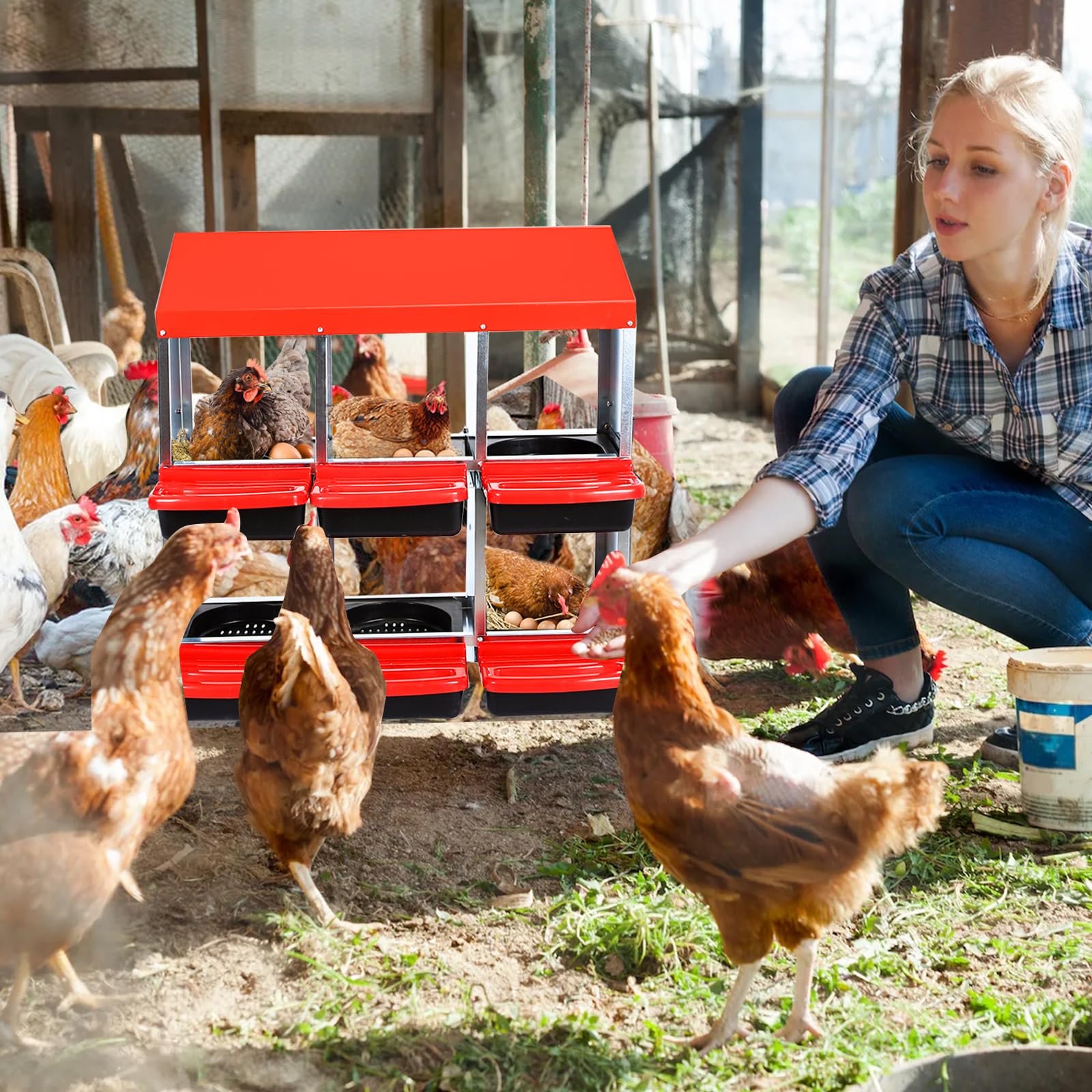 Snapklik.com : Chicken Nesting Boxes For Laying Eggs, 6 Compartment ...