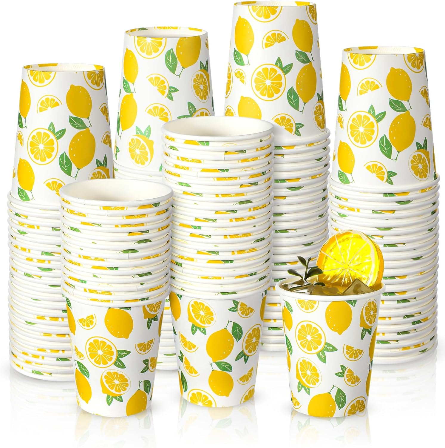 Amazon.com: TecUnite 100 Pcs 9oz Lemon Cups Disposable Paper Yellow ...