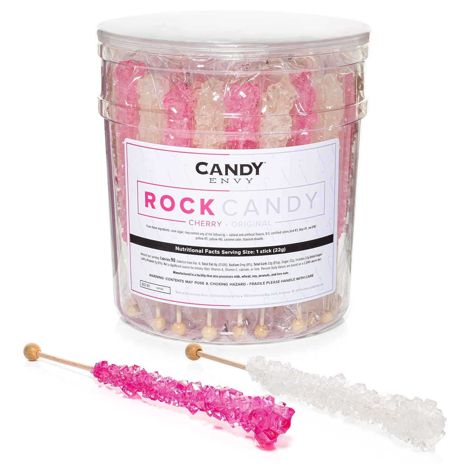 Amazon.com : Candy Envy - Light Pink and White Rock Candy Sugar Sticks ...