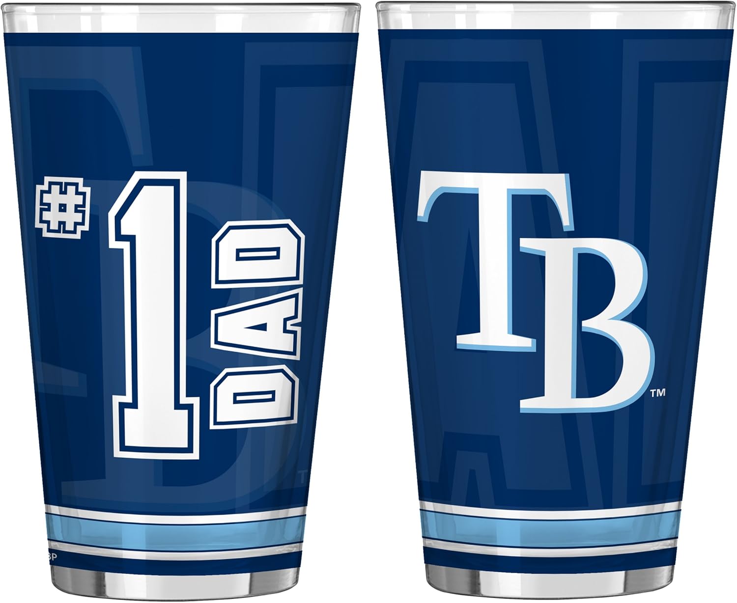 Amazon.com : MLB Tampa Bay Rays #1 Dad Pint Glass, 16-ounce, 2-Pack ...