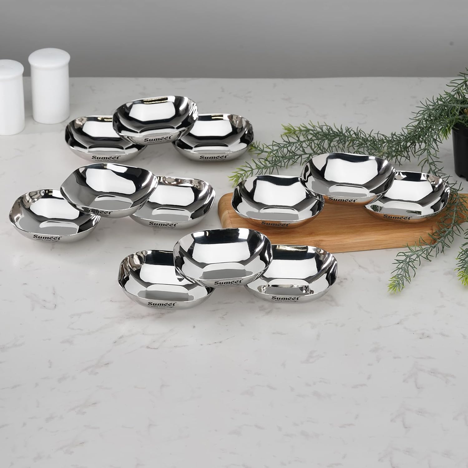 Buy Sumeet Stainless Steel Small Apple Square Shape Plate/Dessert Plate ...