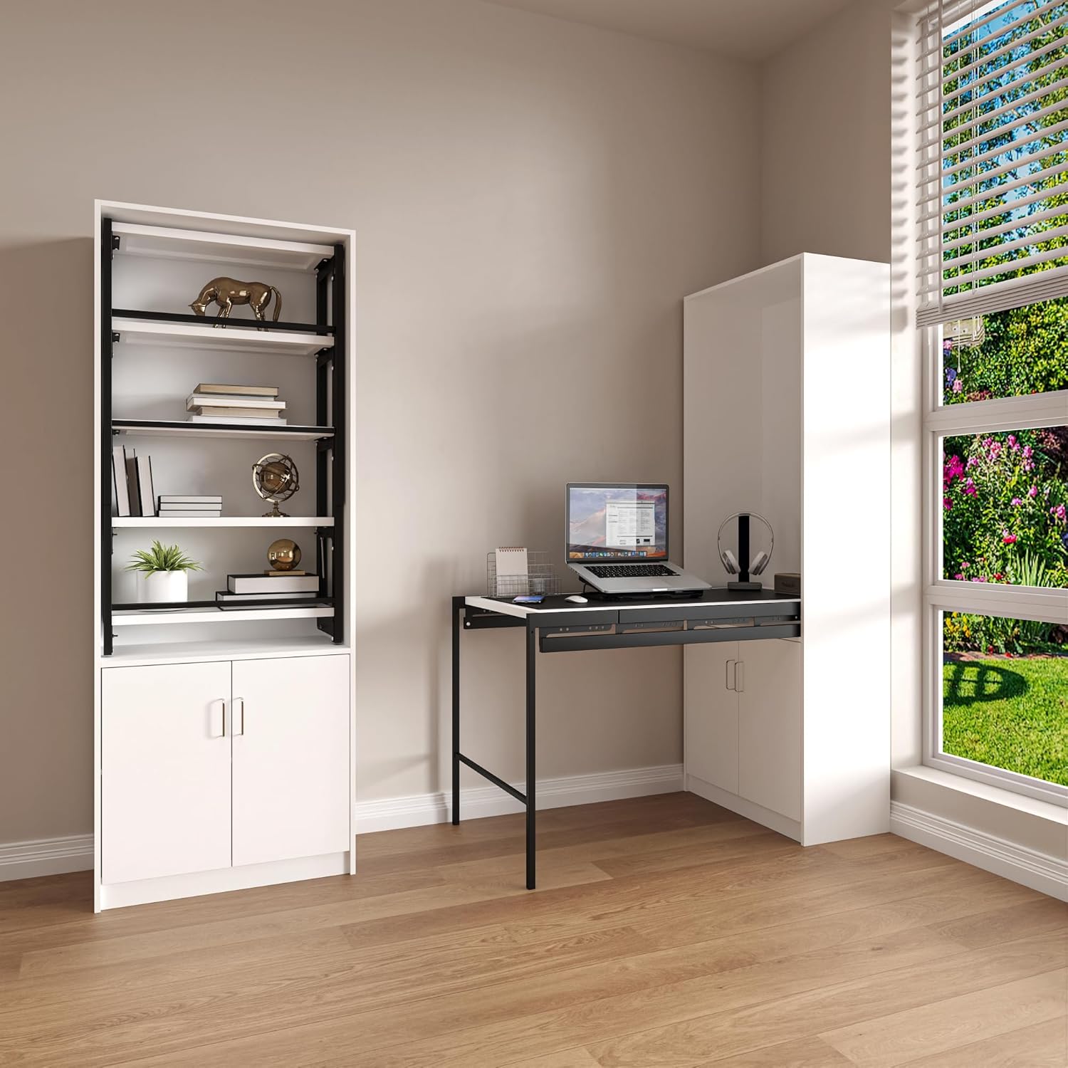 Amazon.com: GLSCASA Fold-Out Convertible Cabinet Table with Storage ...