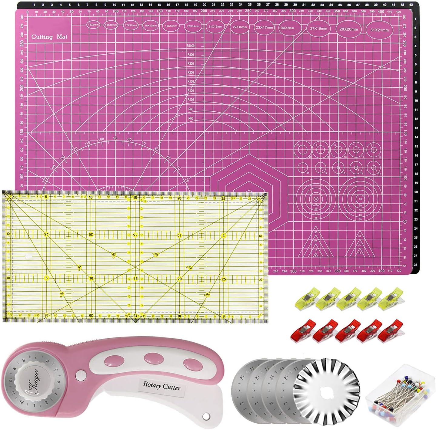 Rotary Cutter Set - Quilting Kit incl. A3(45x30cm) Cutting Mat, 45mm ...