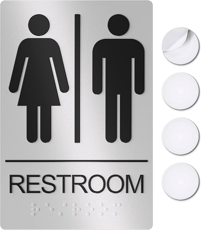 ASSURED SIGNS Washroom Sign, Bathroom Signs For Business - Unisex ...