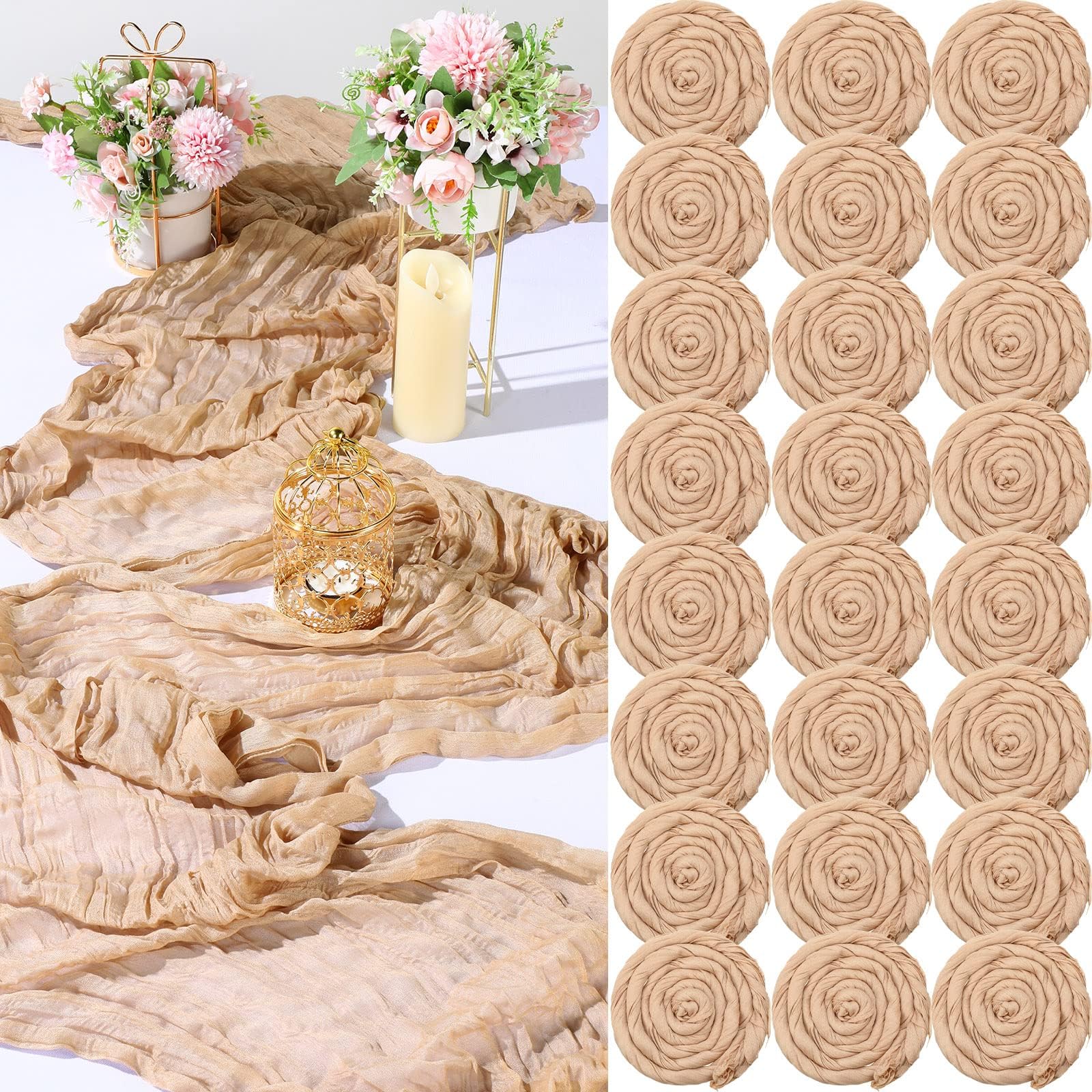 Amazon.com: 12 Pack Cheesecloth Table Runners Rustic Gauze Tablecloth ...