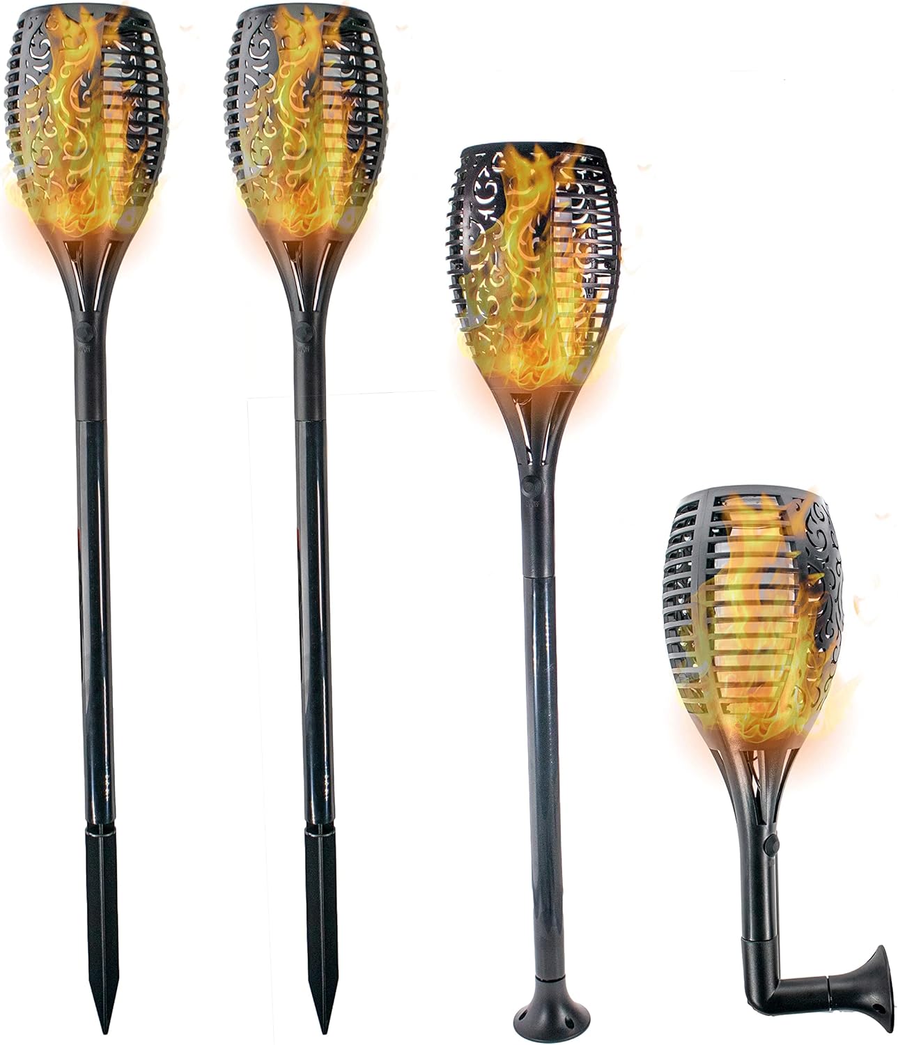 Solar Tiki Outdoor LED Torch Lights - 96 LEDs Realistic Flickering ...