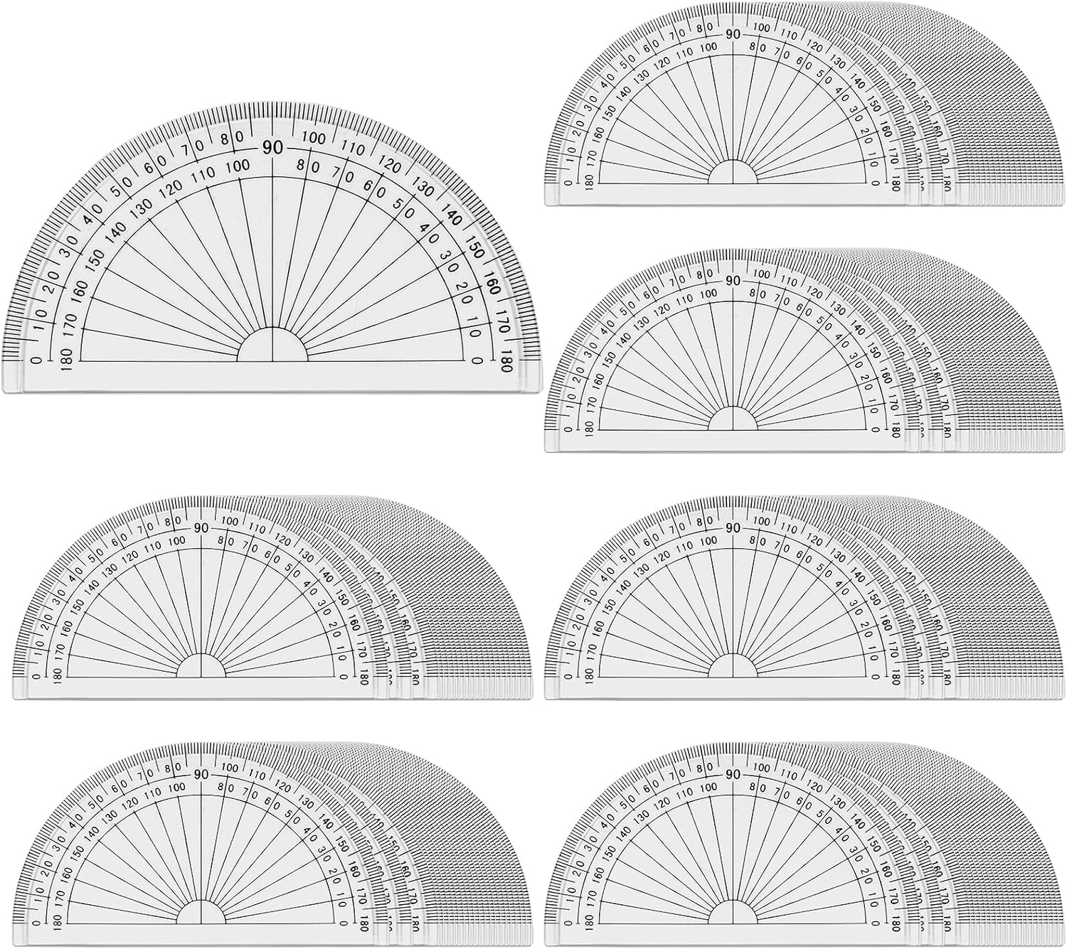 Amazon.com : 100 Pcs Math Protractors Plastic Protractor 180 Degrees ...