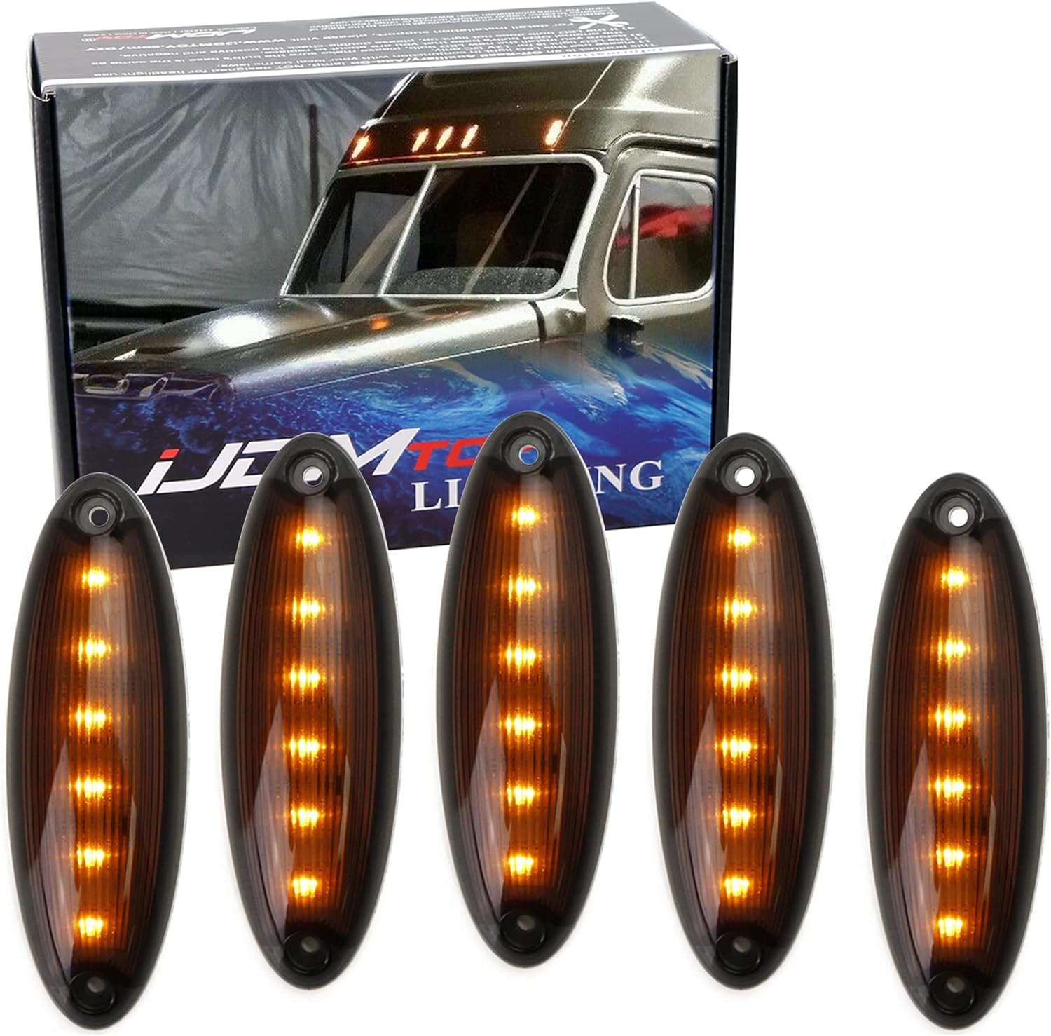 Amazon.com: iJDMTOY OEM-Spec 5pc Dark Smoked Lens Amber 6-LED Front ...