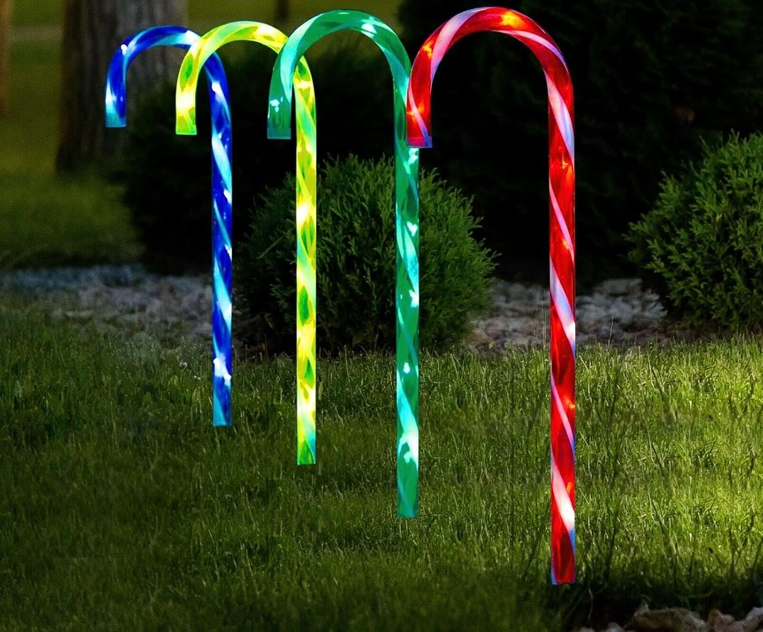 ADEPTNA 4 Piece 40 LED Christmas Candy Cane LED Lights with Timer ...