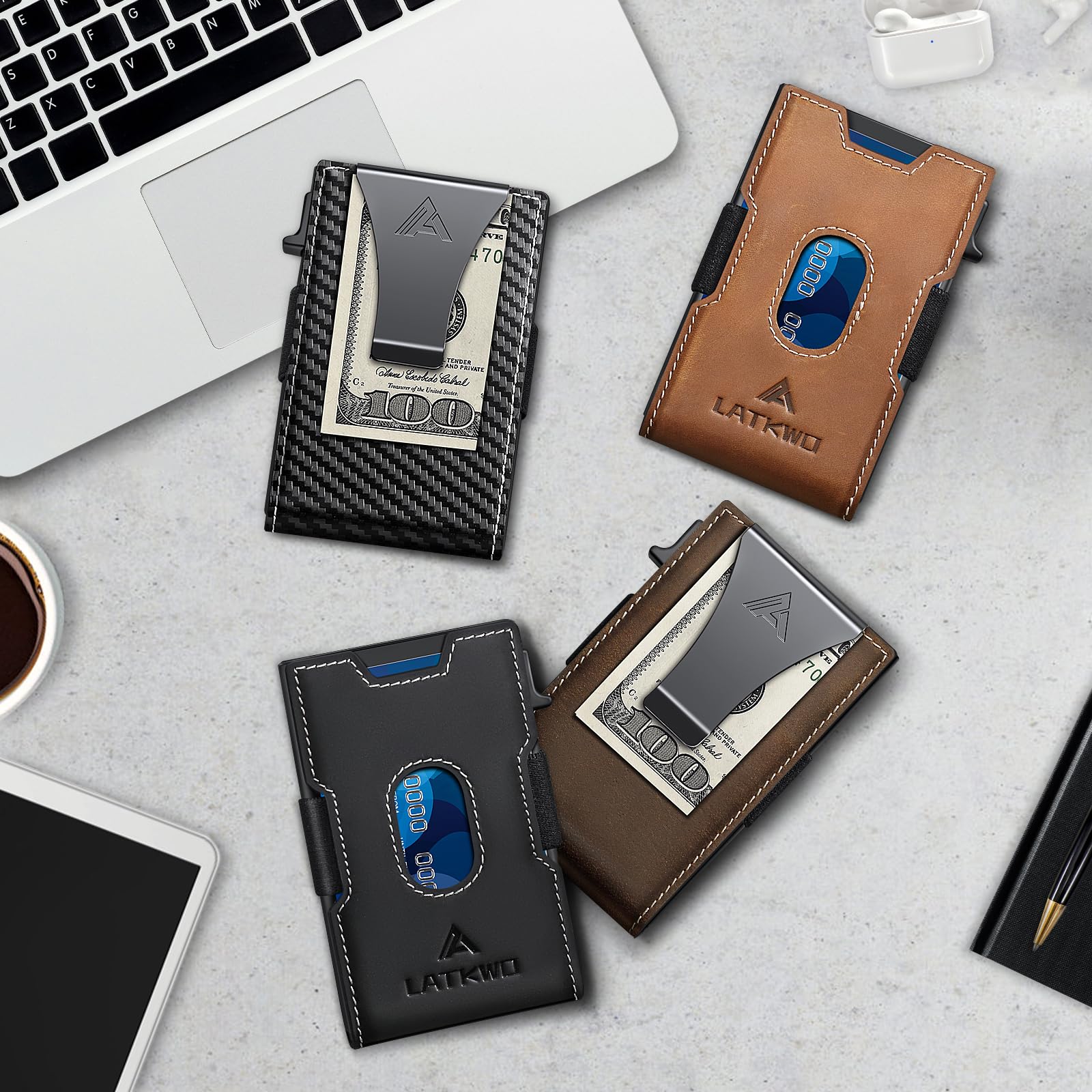 LATKWO 2.0 Upgrade Mens wallet Minimalist Slim Wallet For Men Metal ...