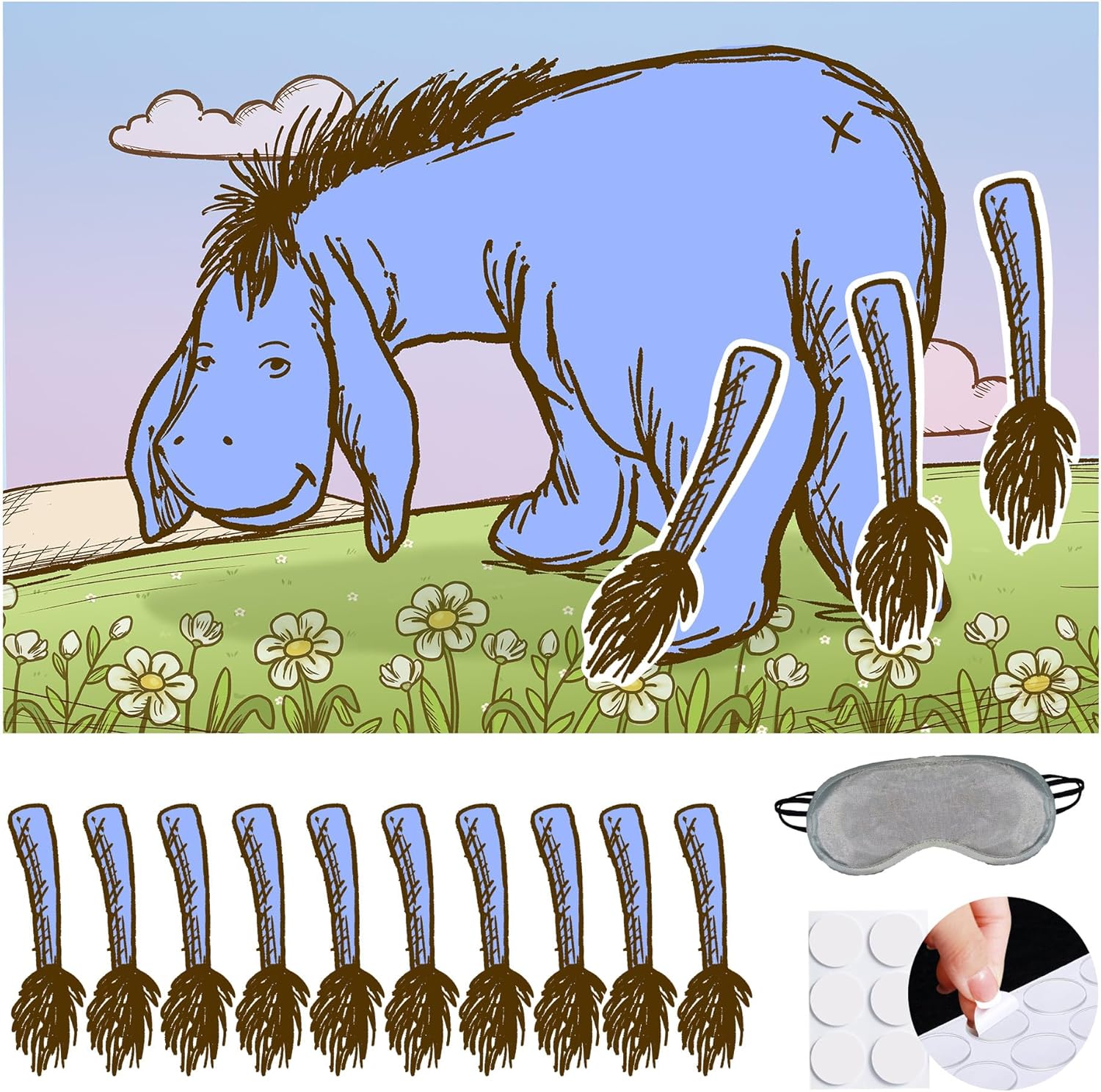 Amazon.com: ONDORY Winnie Pin The Tail On Eeyore Donkey Fun Party Game ...