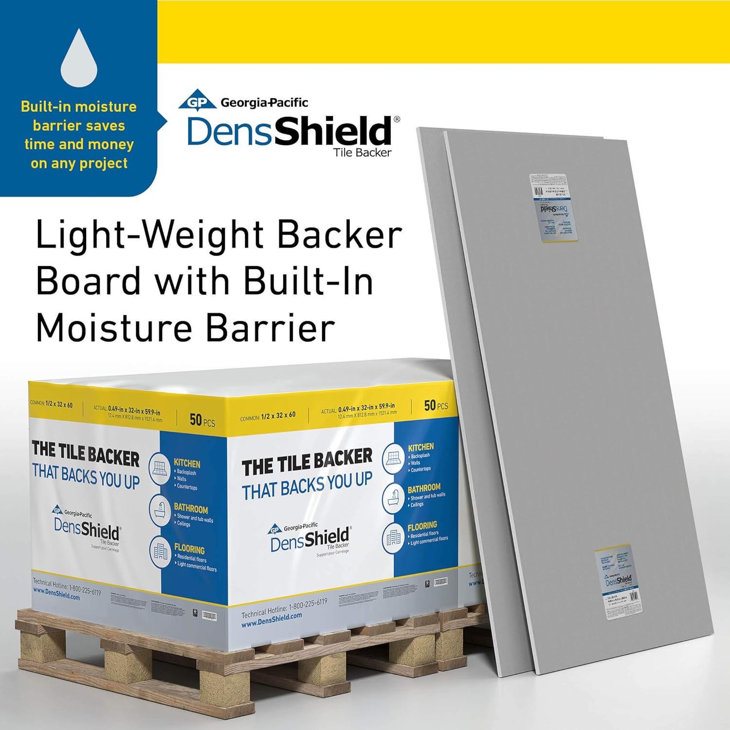 DensShield Tile Backer Board With Built in Moisture Barrier Sold Per