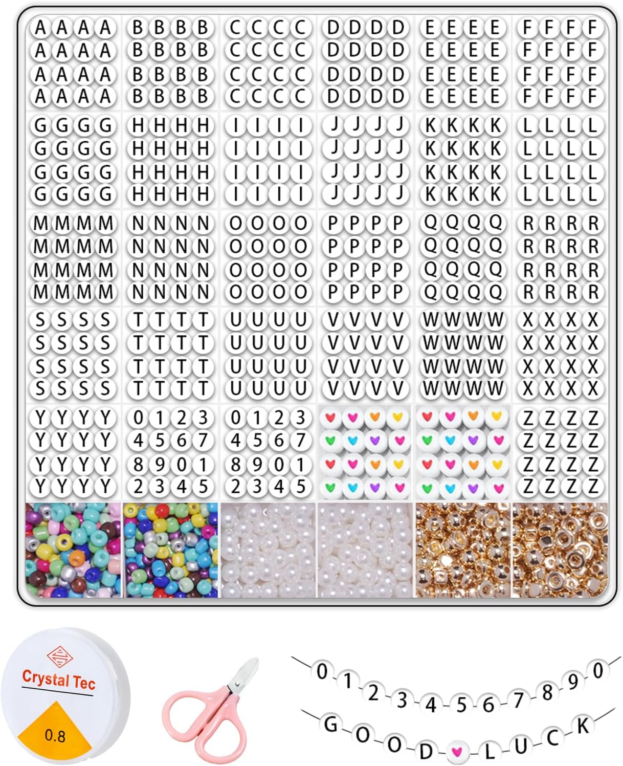 SJZWSD 1800+ Letter Beads Set for DIY Friendship Bracelets, Alphabet ...